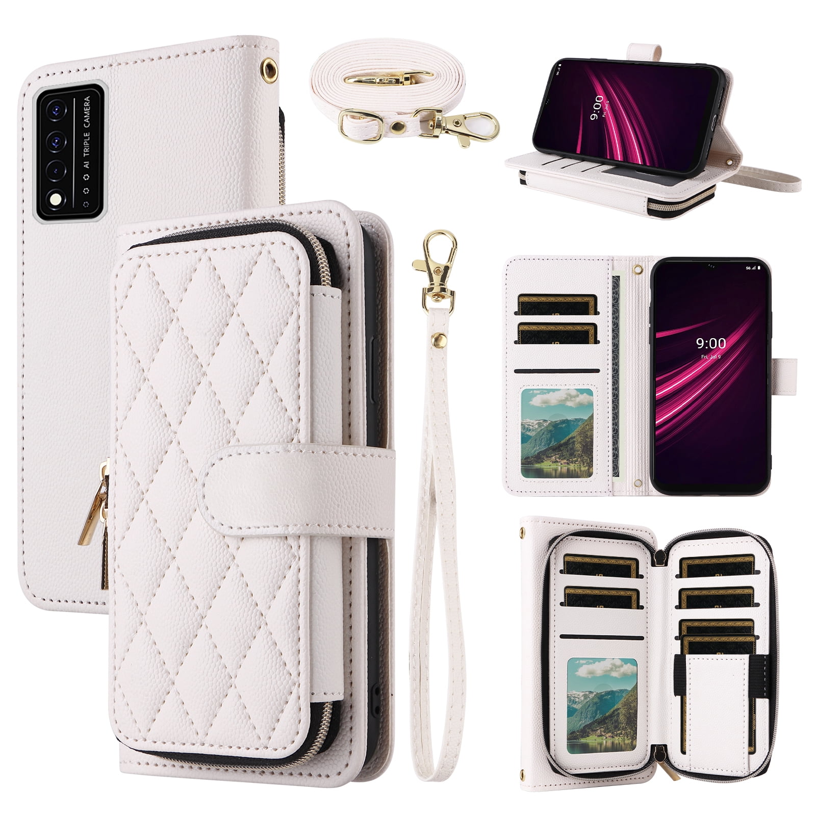 Dswteny Argyle Wallet Case for T-Mobile Revvl V+ 5G with Wrist Shoulder ...