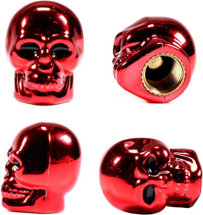 Dsycar Red Skull Valve Stem Caps Funny Cars Tires Valve Stem Caps Cover ...