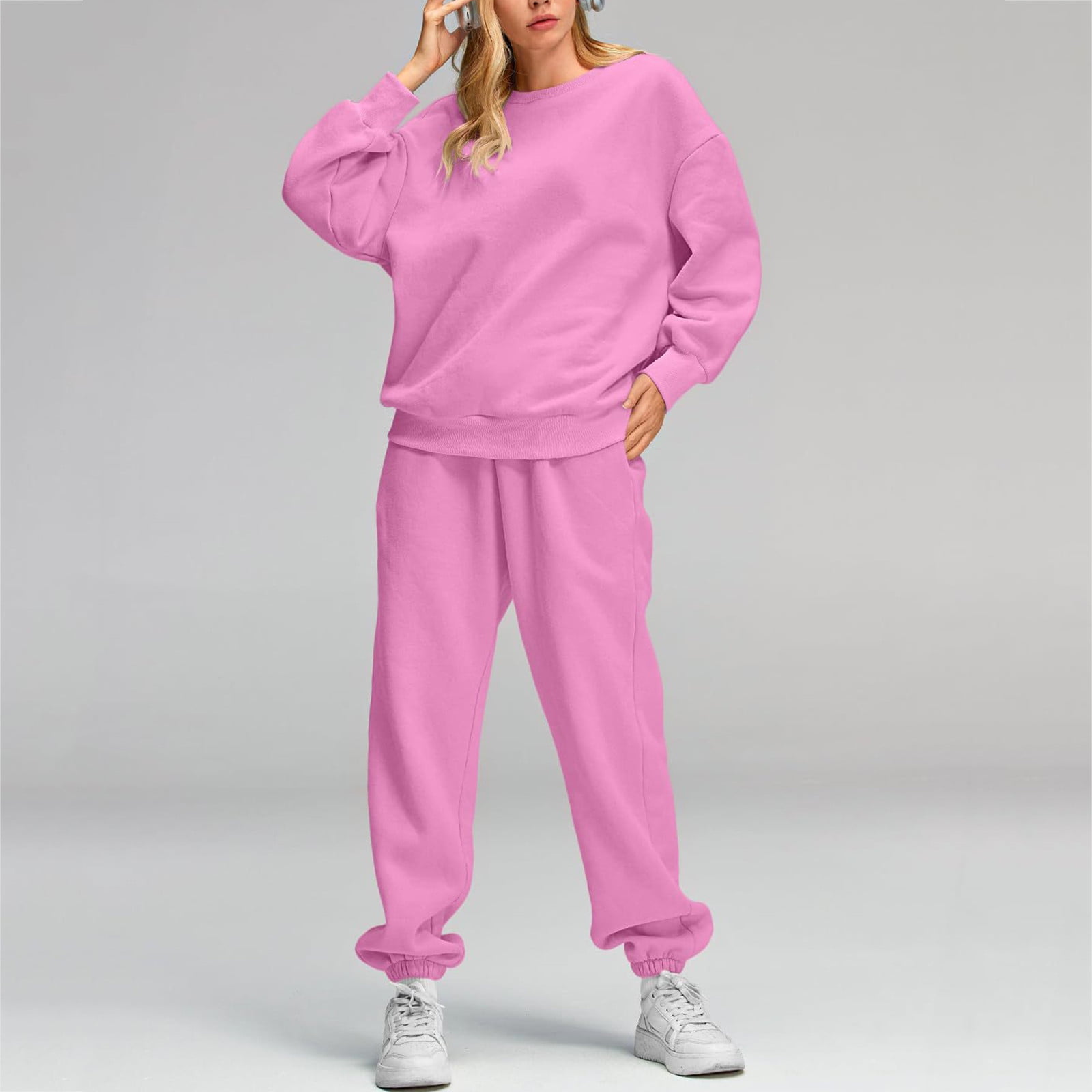 Dxzfnsa Sweatsuits for Women Womens Fashion Casual Solid Color ...
