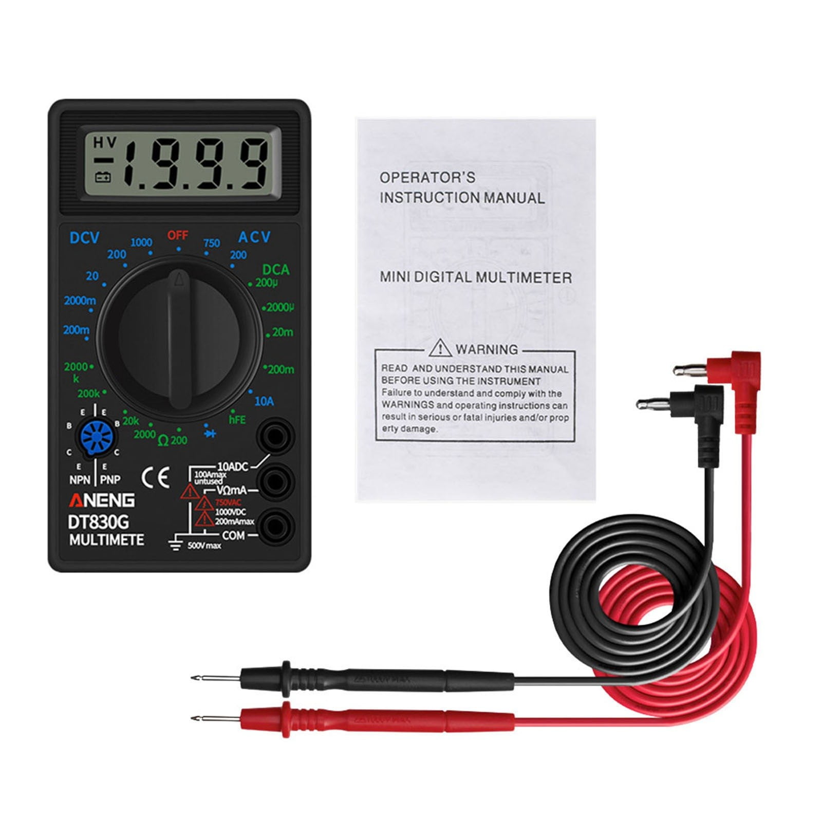 DT830G LCD Digital Voltmeter Ammeter Ohmmeter Multimeter Volt AC DC ...