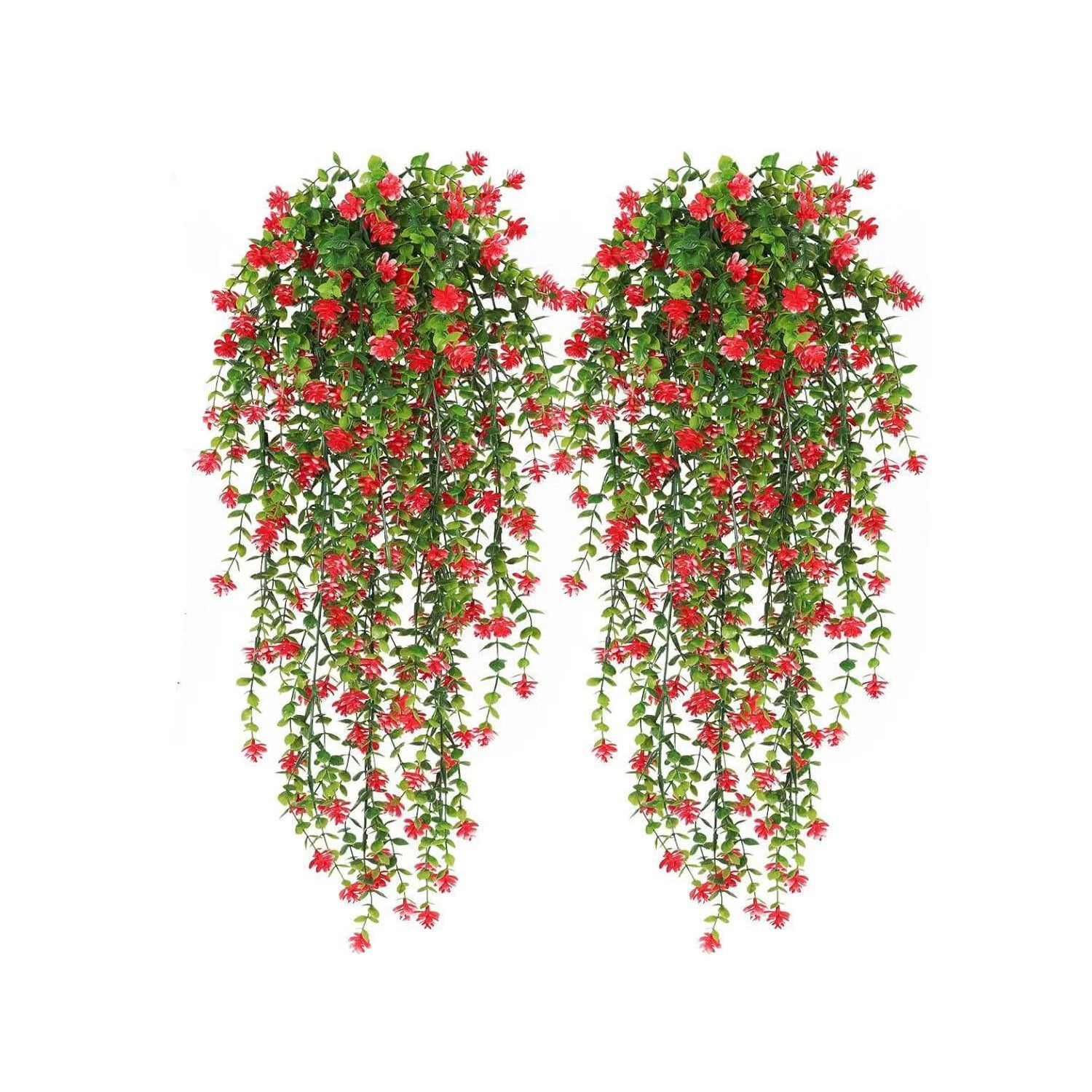Dtchengua 2-Pack Artificial Hanging Flower Vines - UV Resistant Plastic ...
