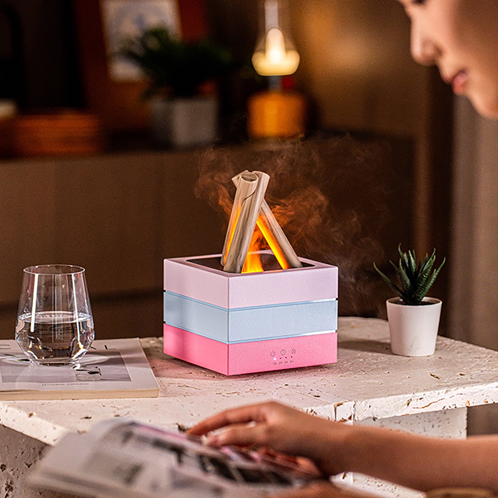 Dtchengua 2025 Bonfire Essential Oil Diffuser - 7-Color LED Flame ...