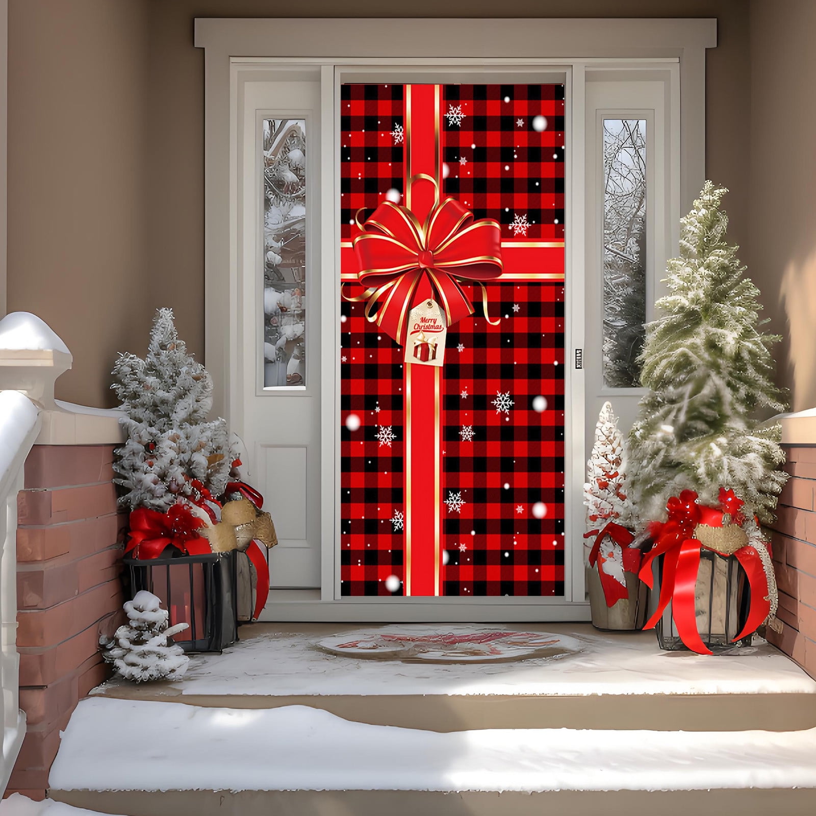 Dtchengua 3D Christmas Doorway Arch with Santa Scene, Life-Size Door ...