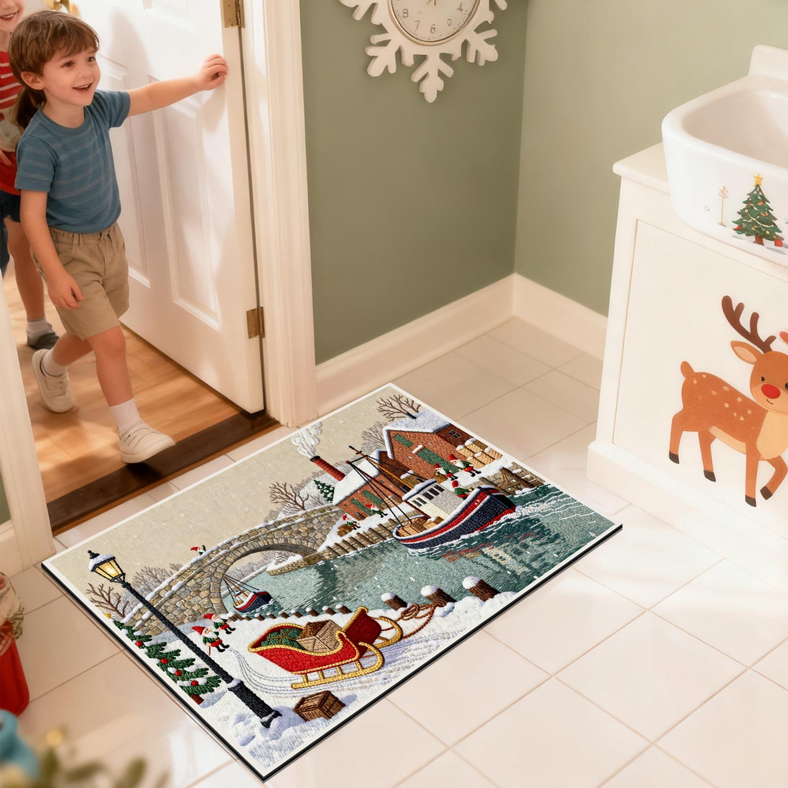 Dtchengua 3D Embroidered Holiday Doormat - 15.7x23.6 Inch Non-Slip ...