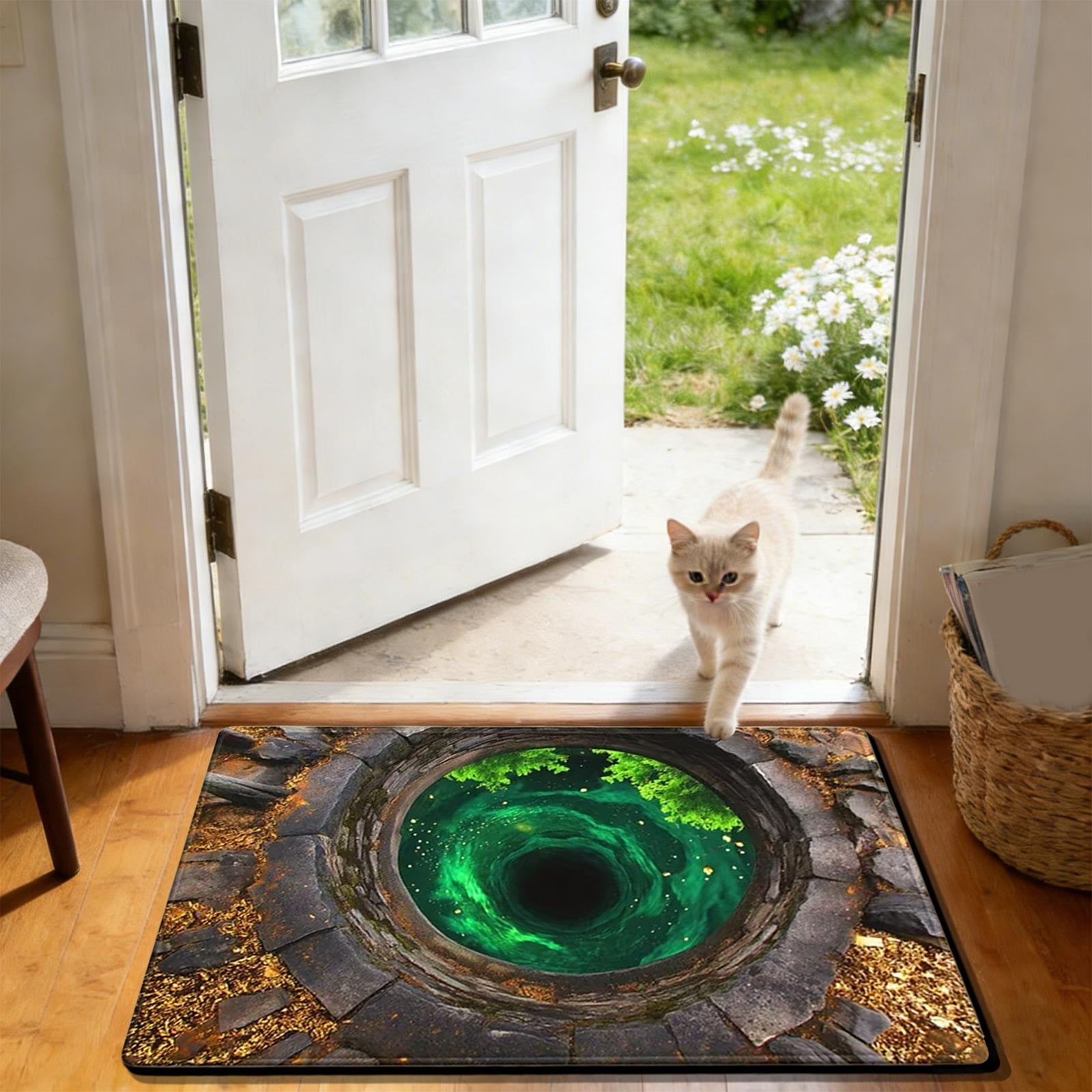 Dtchengua 3D Illusion Welcome Mat， 16”x24” Entrance Doormat Traps Dirt ...