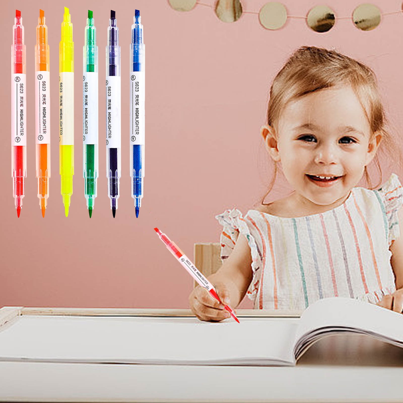 Dtchengua 3ml Double Headed Highlighter Pen, Color Fluorescent Notebook ...