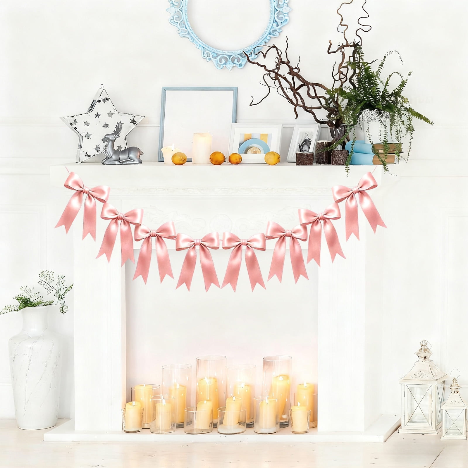Dtchengua Bow Garland Decor - 6FT Decorative Ribbon Bow String for ...