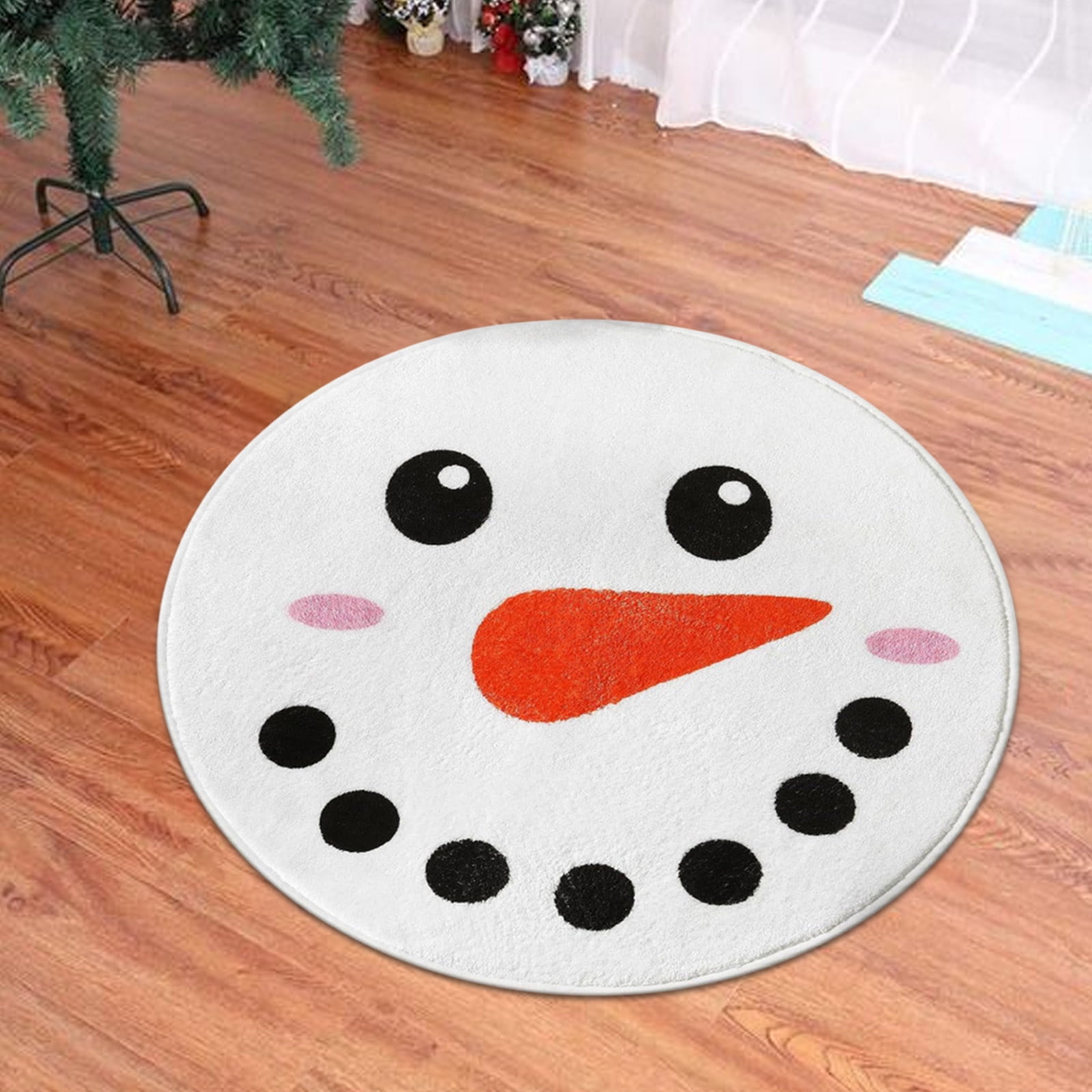 Dtchengua Christmas Plush Round Carpet - Non-Slip Holiday Rug for ...