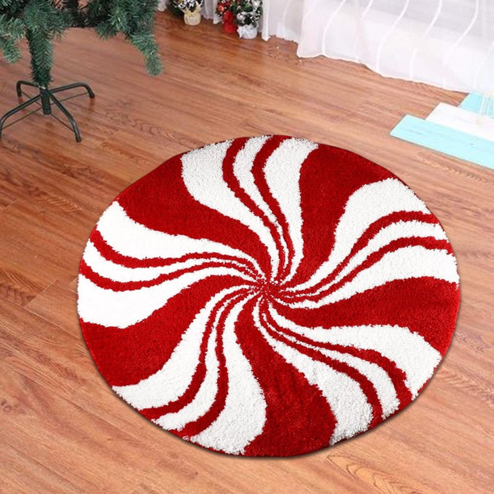Dtchengua Christmas Plush Round Carpet - Non-Slip Holiday Rug for ...