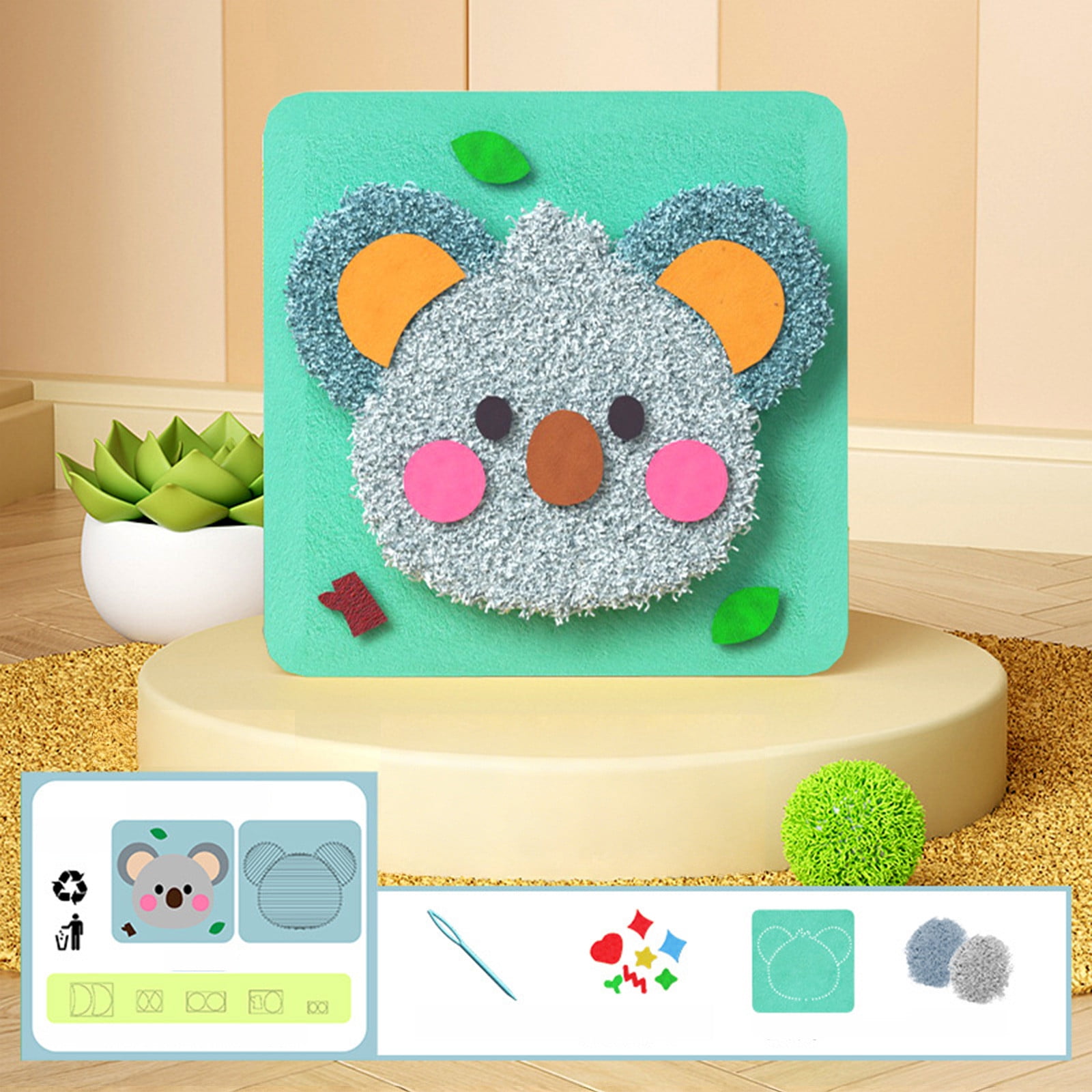 Dtchengua Complete Embroidery with wool thread Kit for Beginners ...