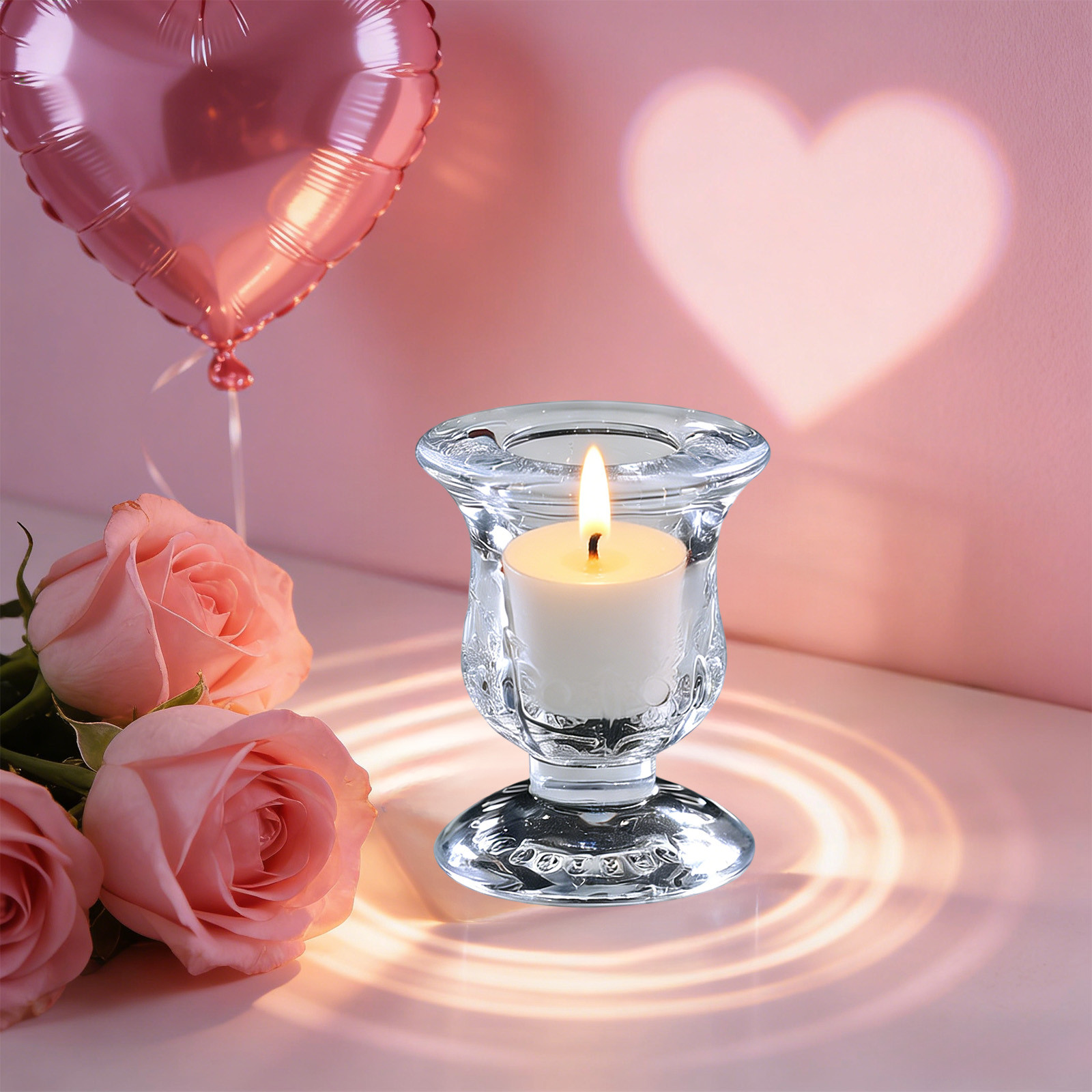 Dtchengua Elegant Crystal Glass Candle Holders - Sparkling Clear ...