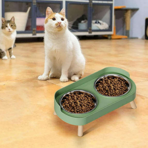 Dtchengua Elevated Dog Bowl with Non-Slip Base， Stainless Steel Double ...