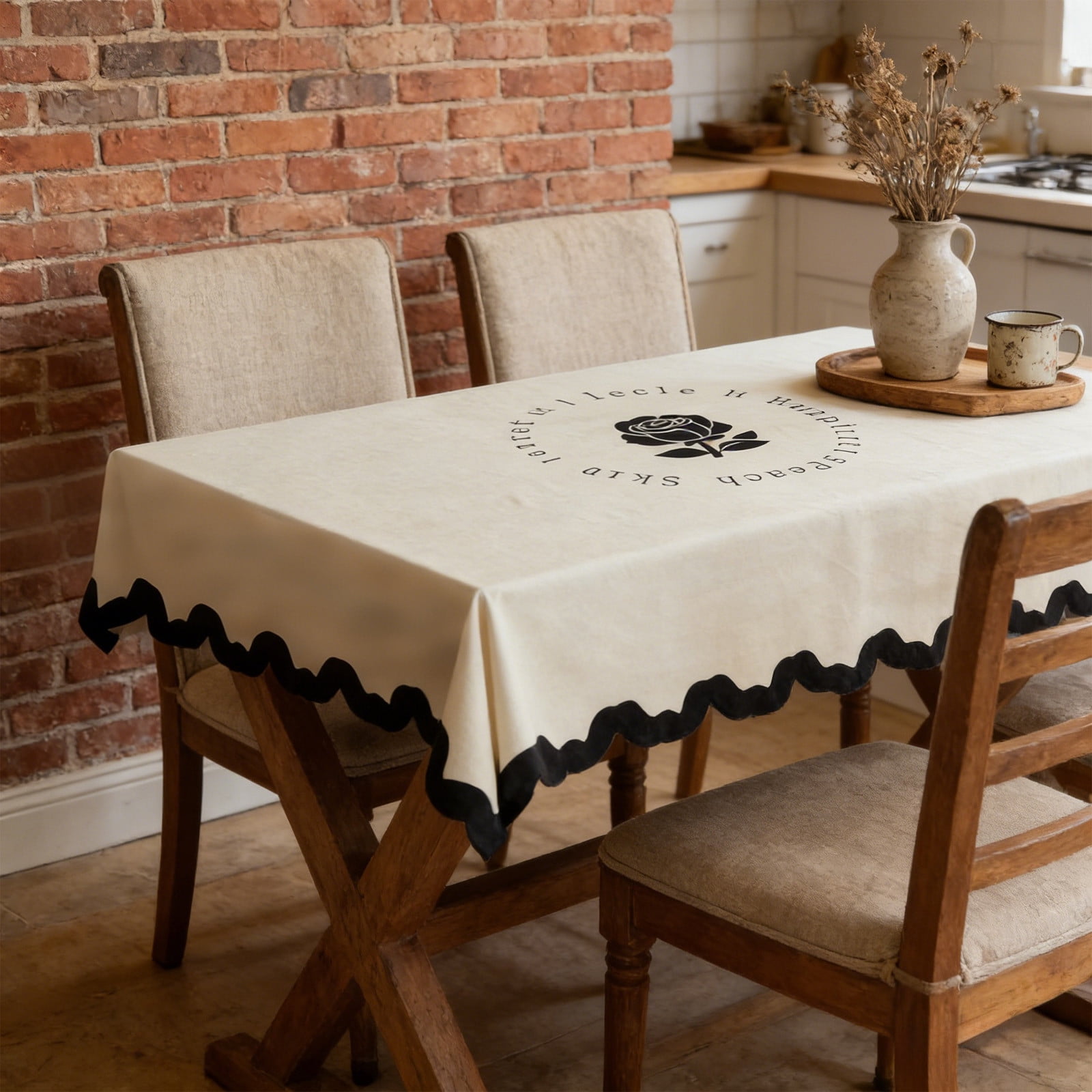 Dtchengua Farmhouse Style Rectangular Tablecloth - Wrinkle & Stain ...