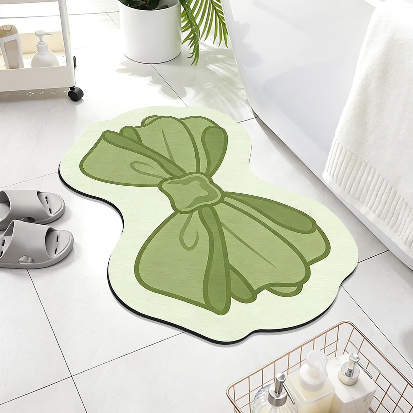 Dtchengua Fast-Drying Bathroom Rug, Bow Shape Toilet Mat Super ...