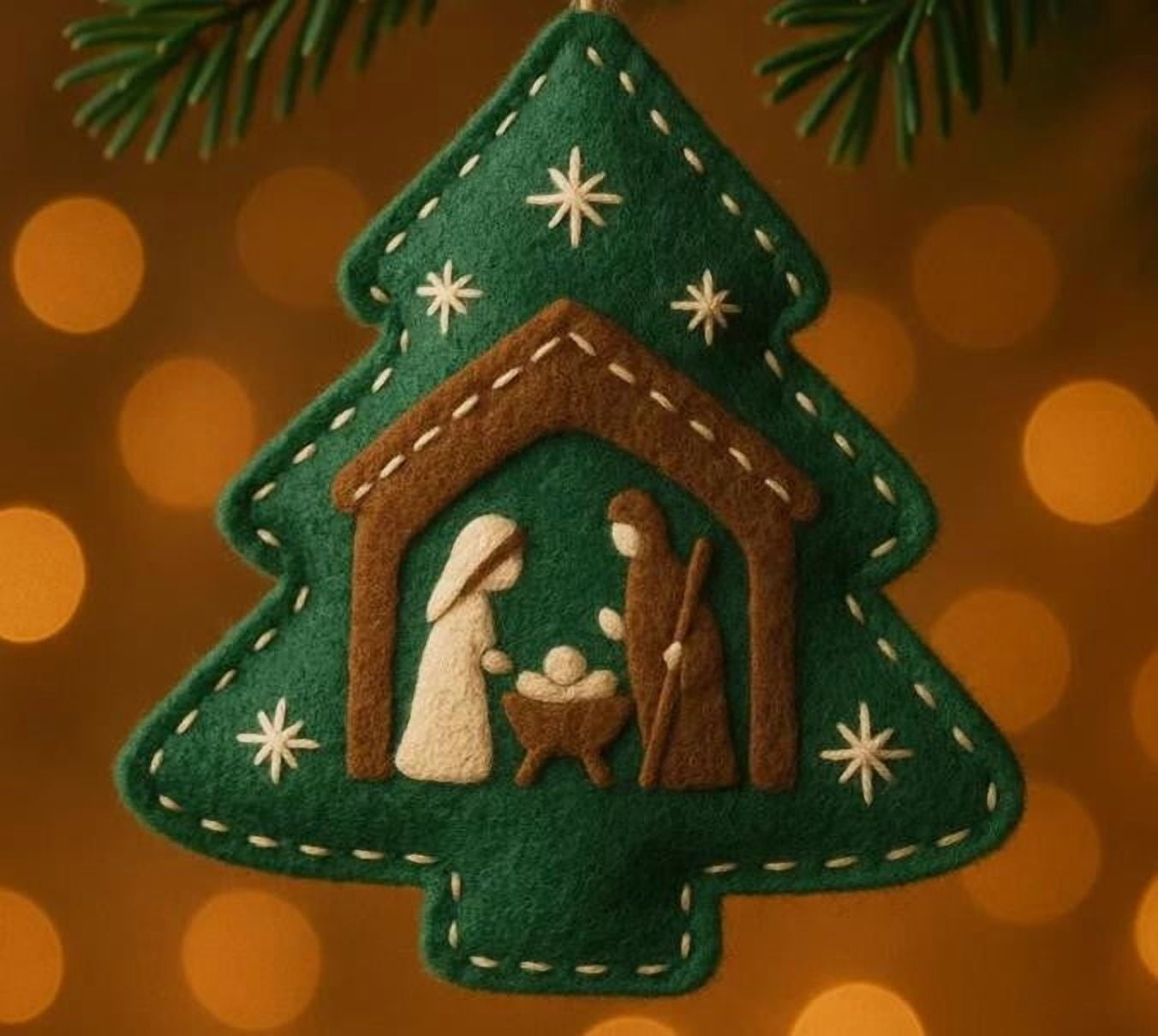 Dtchengua Handcrafted Felt Nativity Scene Christmas Tree Ornament ...