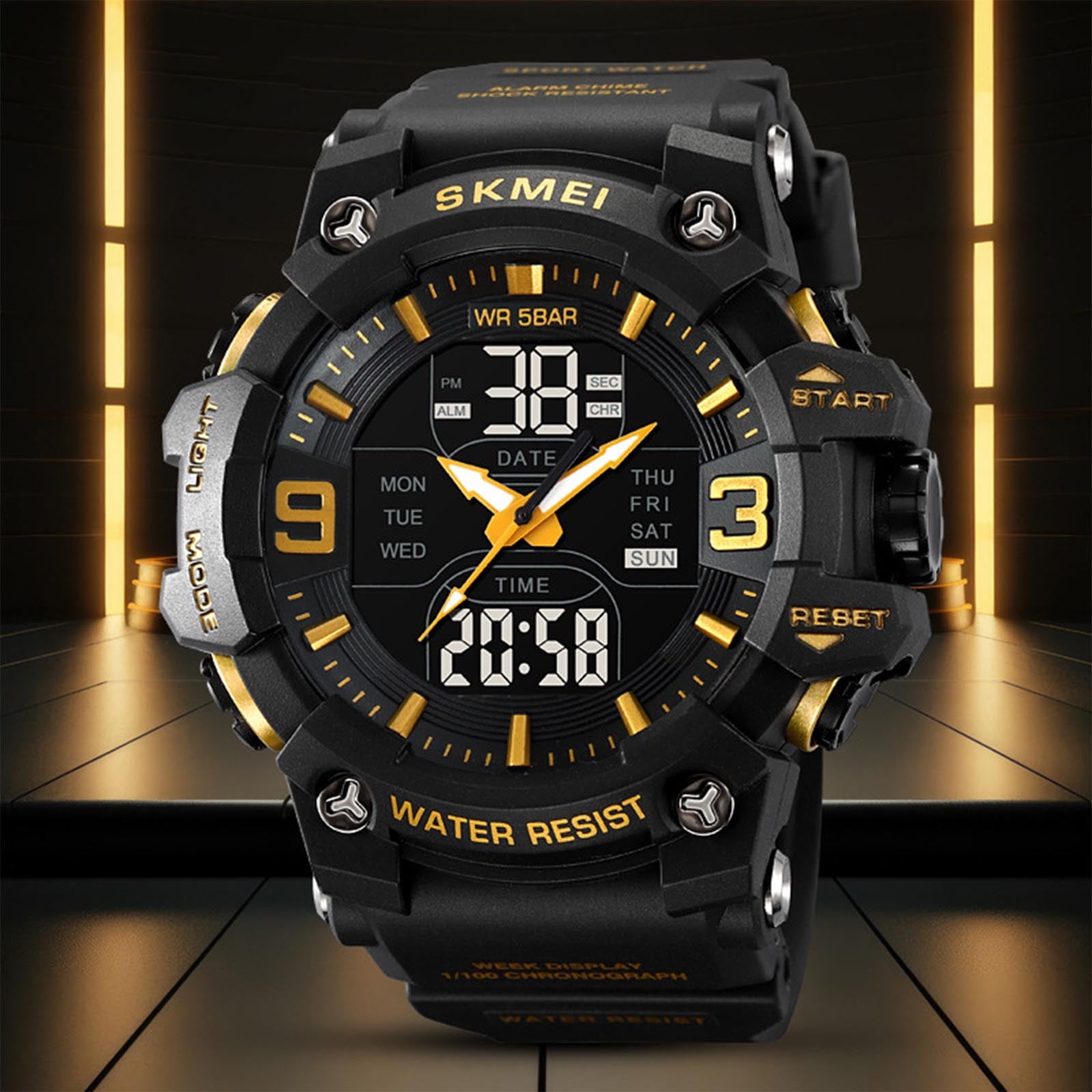 Dtchengua Men's Sports Digital Watch - Water Resistant with Stopwatch ...
