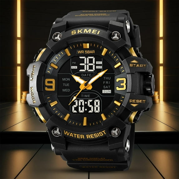 Dtchengua Men's Sports Digital Watch - Water Resistant with Stopwatch ...