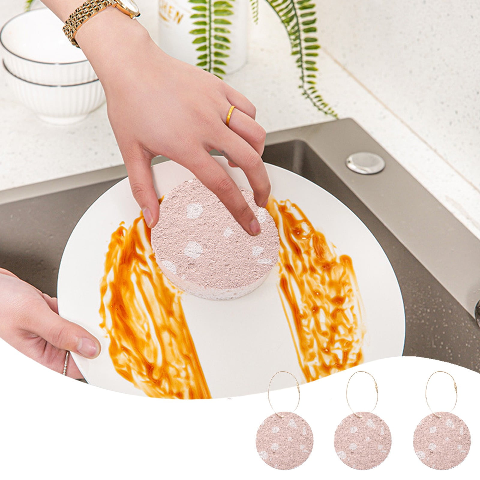 Dtchengua Natural Wood Pulp Dish Sponge - Compressed Biodegradable, Oil ...