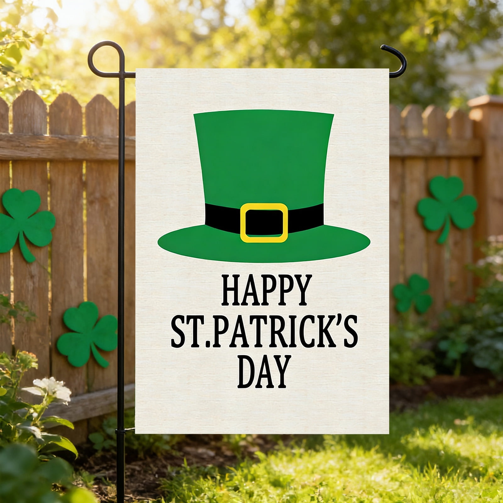 Dtchengua St. Patrick‘s Day Garden Flag, Irish Shamrock & Clover Design ...