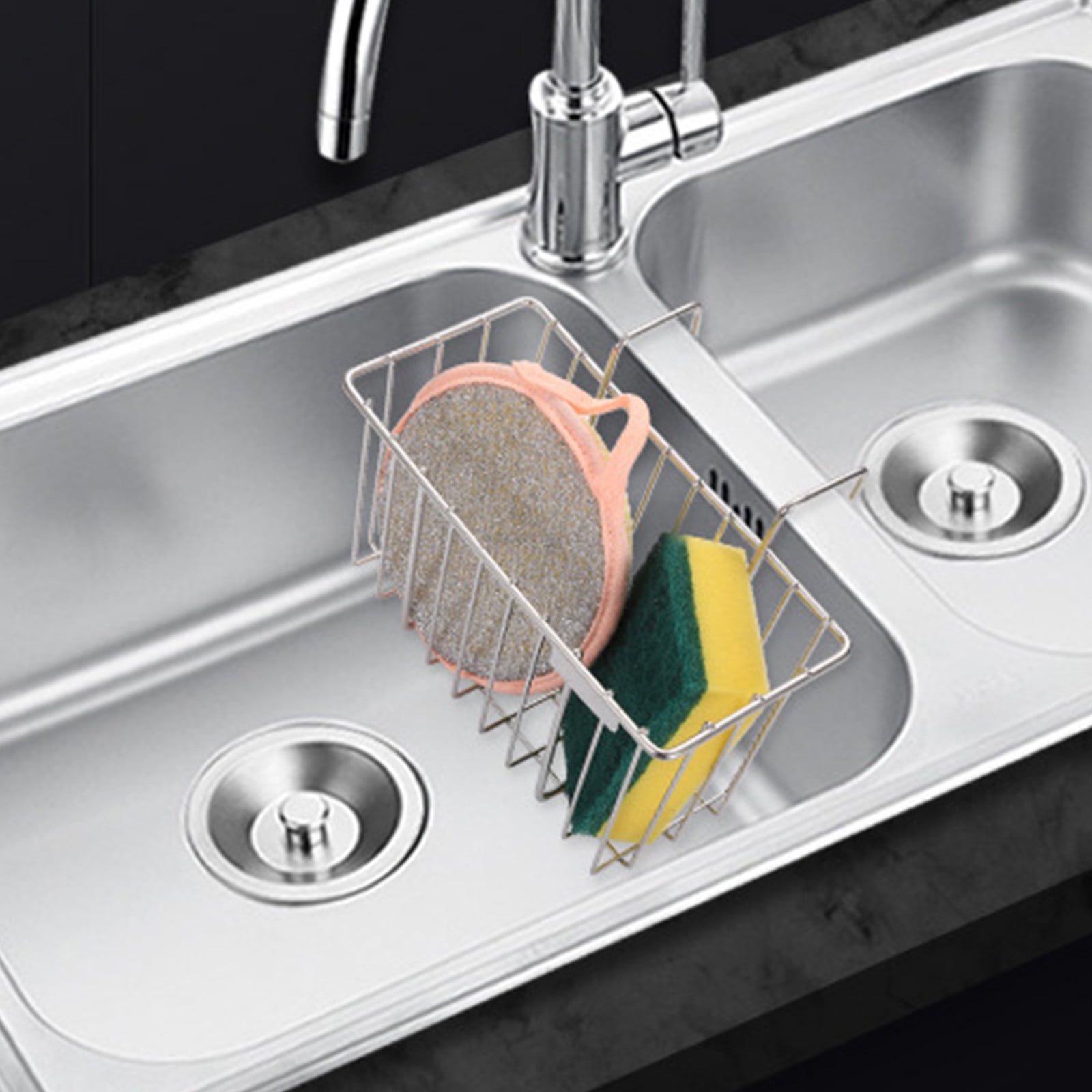 Dtchengua Stainless Steel Sink Organizer with Adjustable Hooks - Over ...