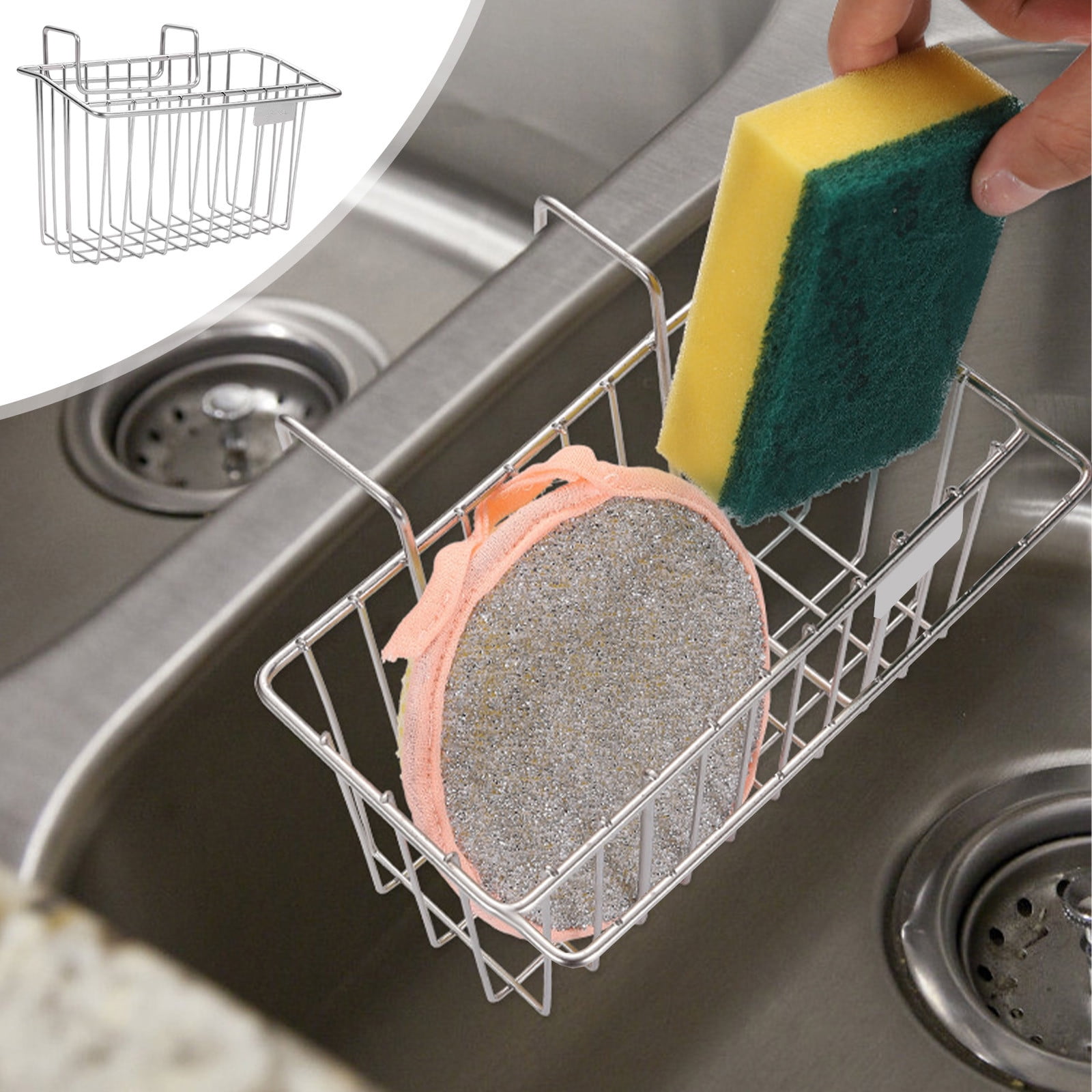 Dtchengua Stainless Steel Sink Organizer with Adjustable Hooks - Over ...