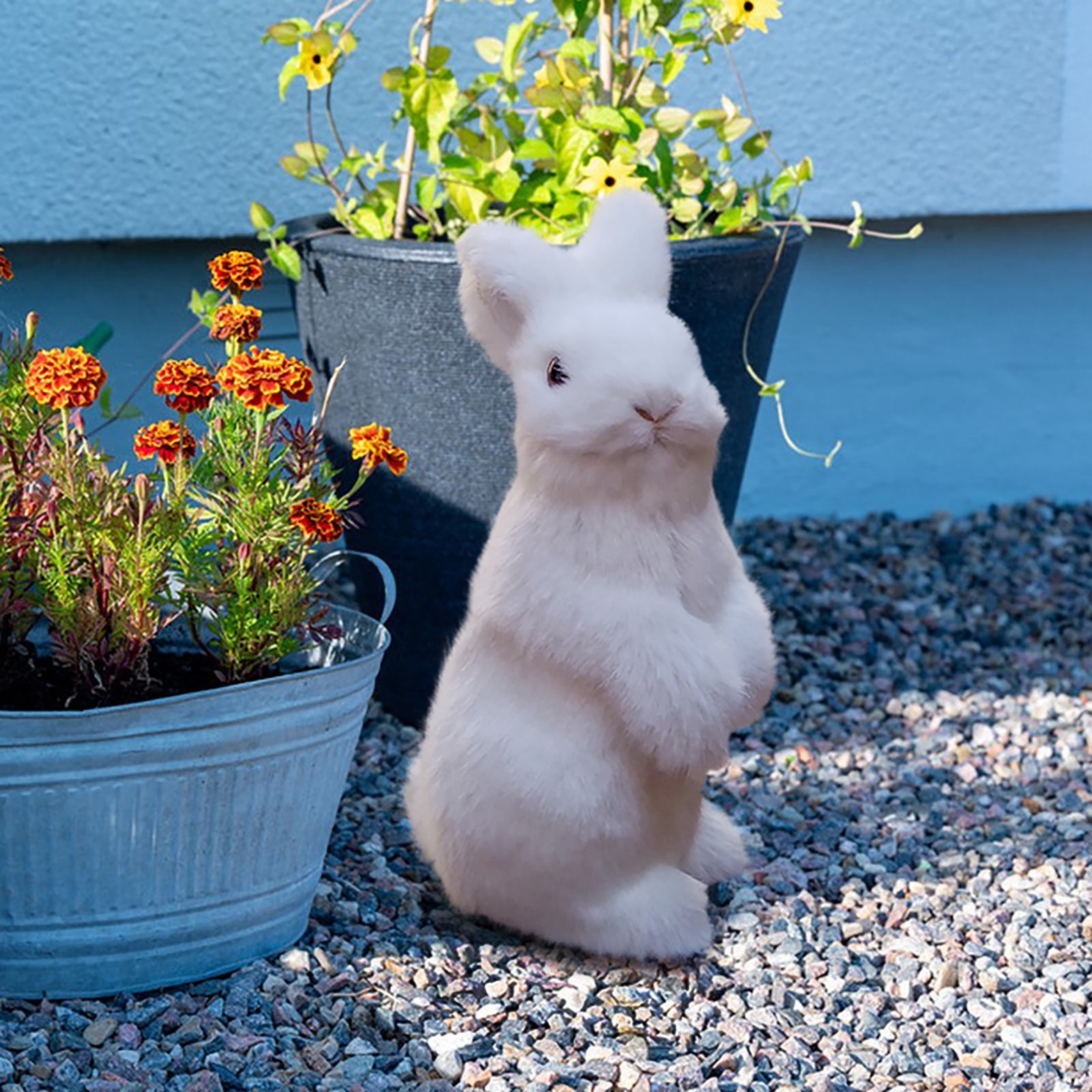 Dtchengua White Artificial Rabbit Decor - Figurines for Home/ Garden ...