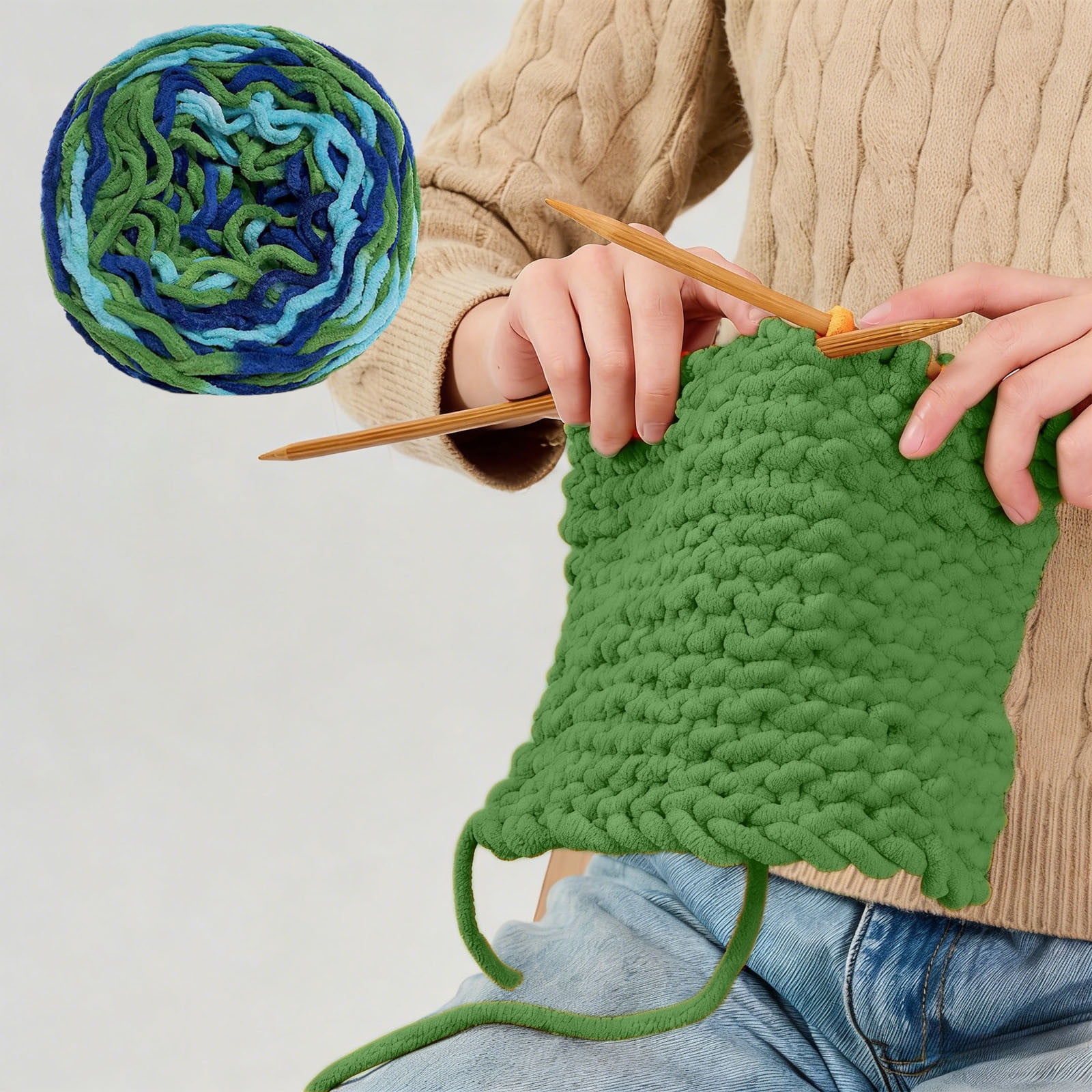 Dtchengua Ultra Soft Tie-Dye Yarn - Milk Wool Blend Bulky Chenille for ...