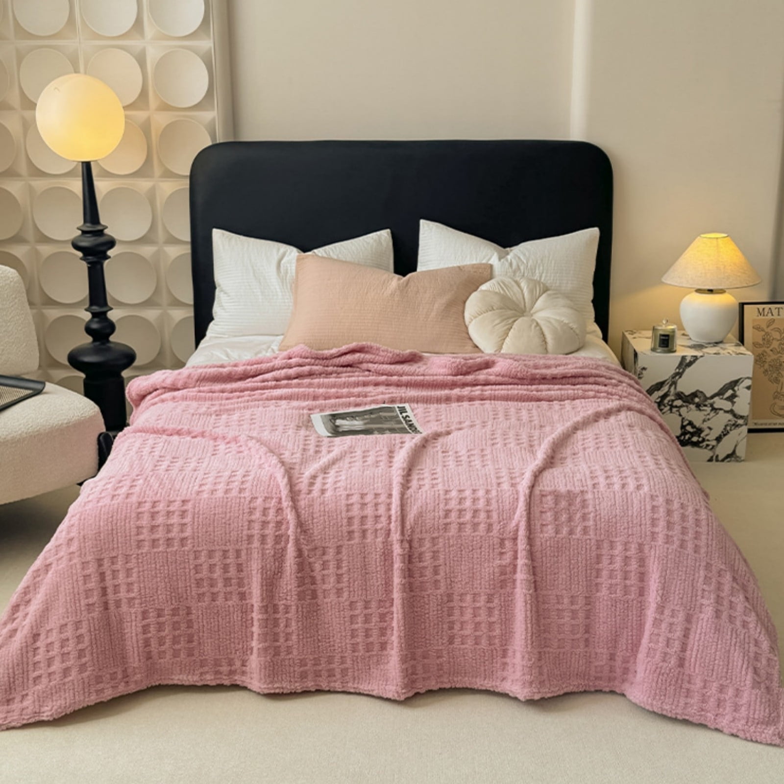 Dtchengua Waffle Weave Throw Blanket - Soft Jacquard Pattern, 39"x59 ...
