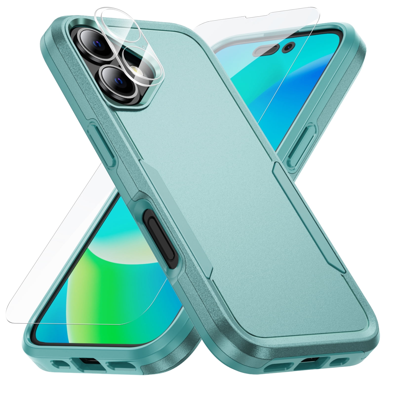 Dteck 3 in 1 for iPhone 16 Plus Case with Tempered Glass Screen ...