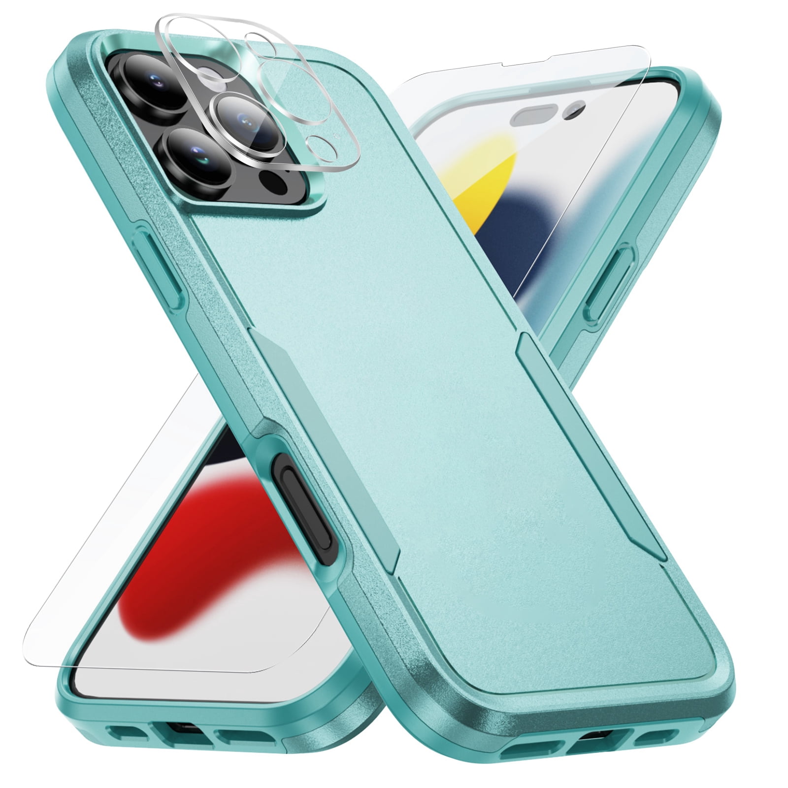 Dteck 3 in 1 for iPhone 16 Pro Case with Tempered Glass Screen ...