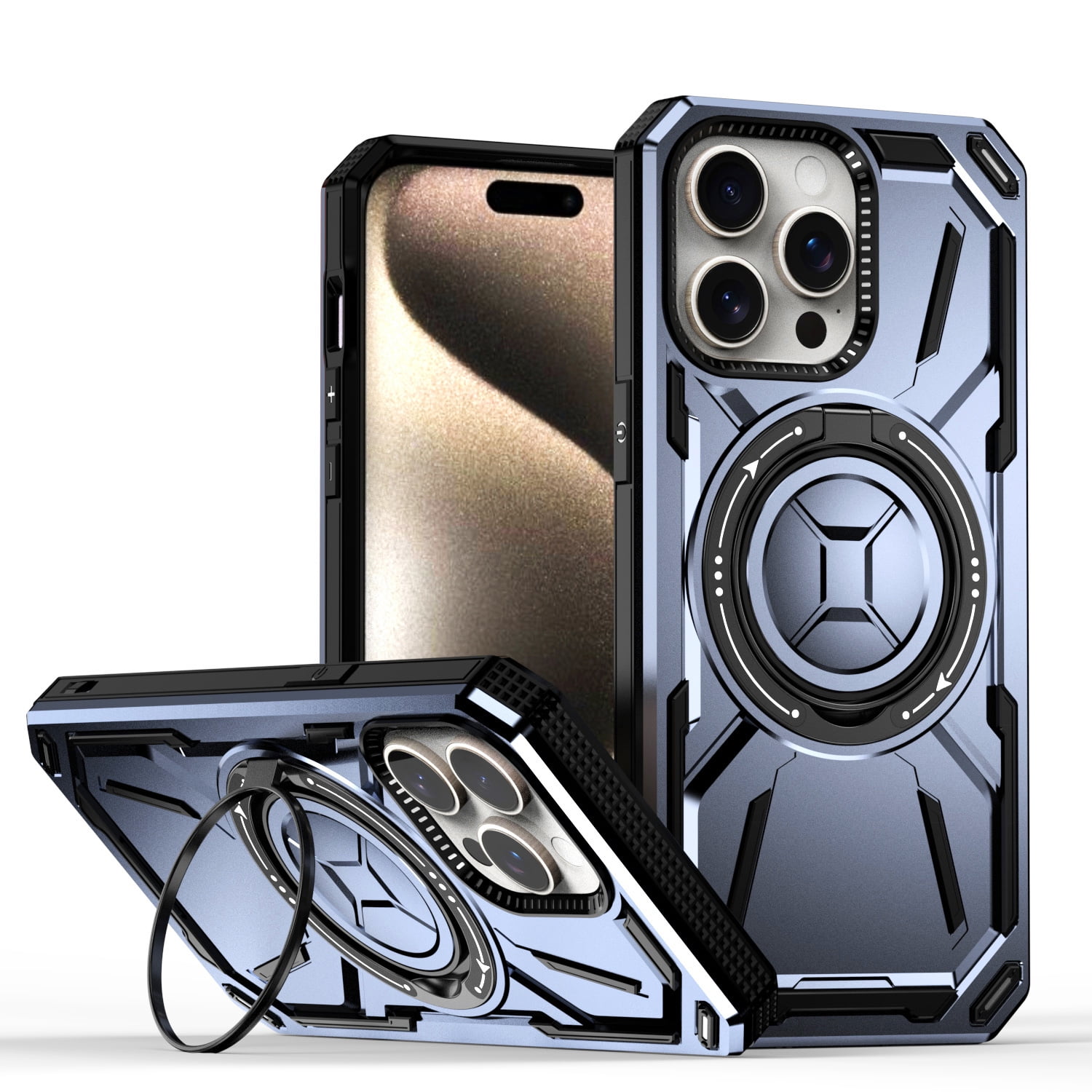 Dteck 360° Rotatable Stand Case for iPhone 15 Pro Max,Shockproof Rubber ...