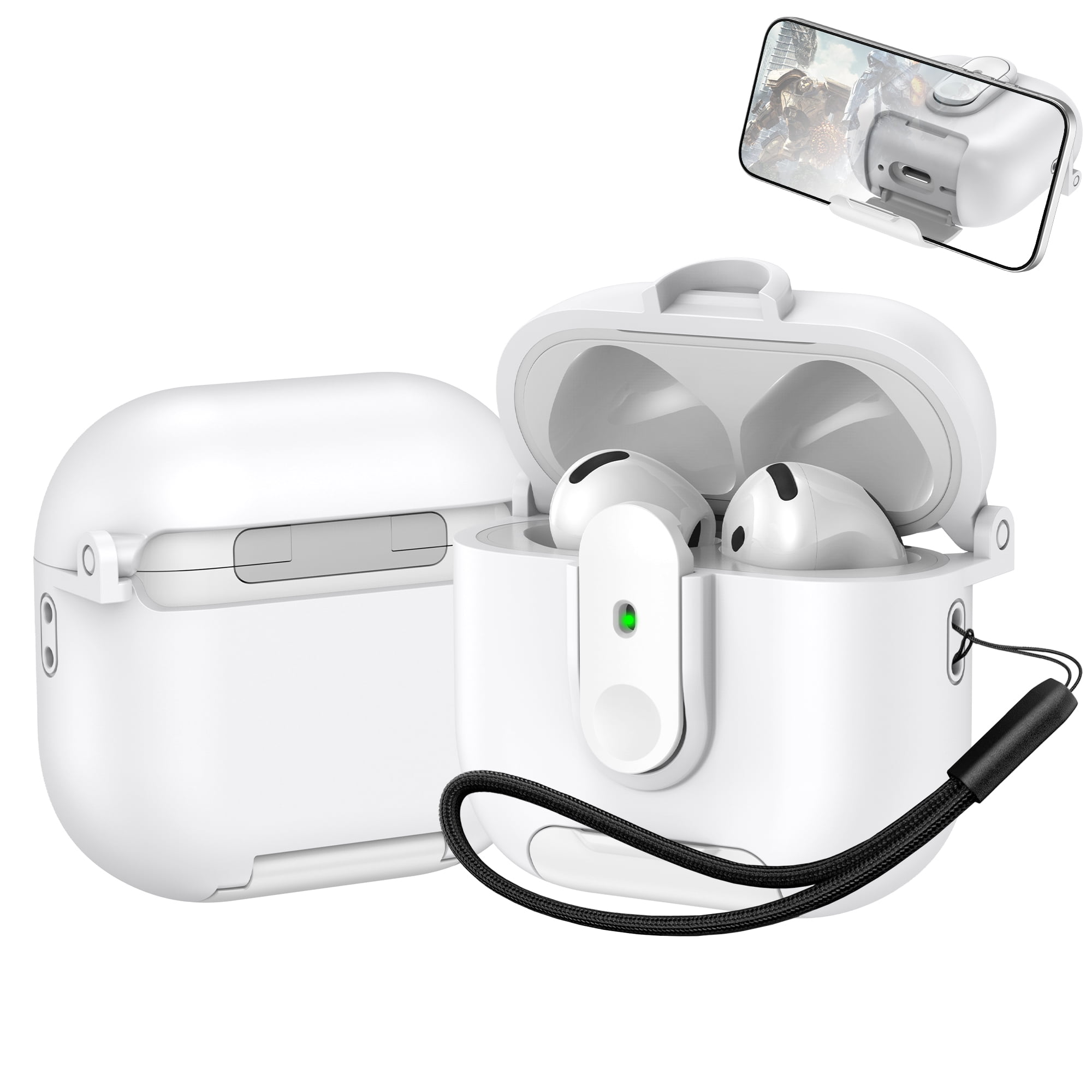 Dteck for AirPods 4th Gen Case with Phone Stand, Auto Open Secure Lock ...