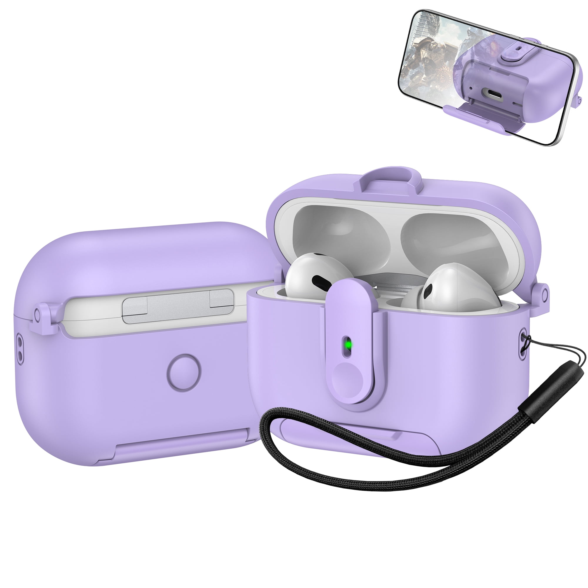 Dteck for AirPods Pro 2 Case with Phone Stand, Auto Open Secure Lock ...