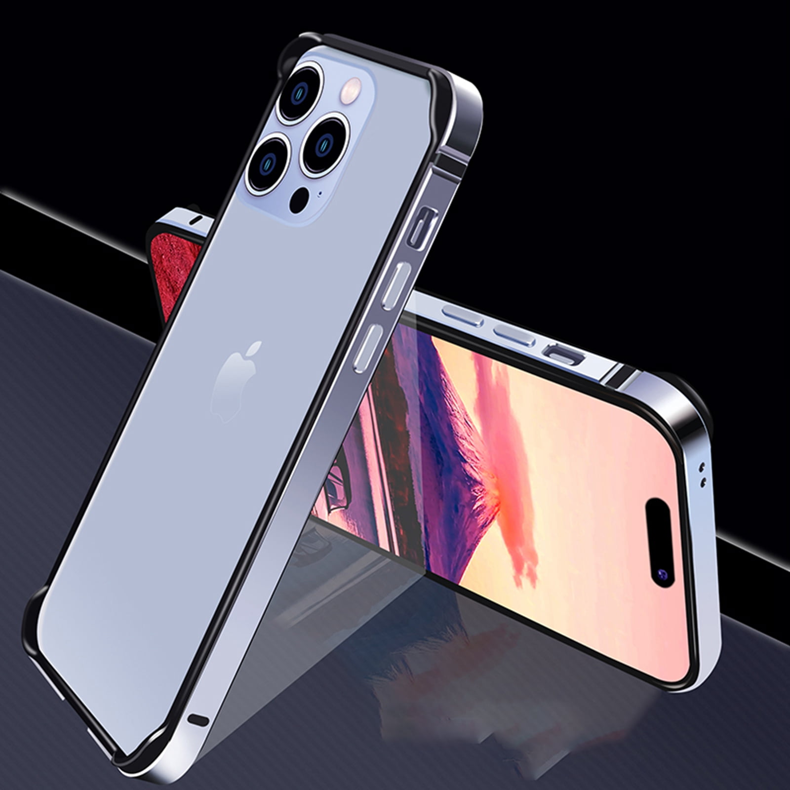 Dteck Aluminum Bumper Case for iPhone 14 Pro Max,No Back Design Compatible with MagSafe Metal ...