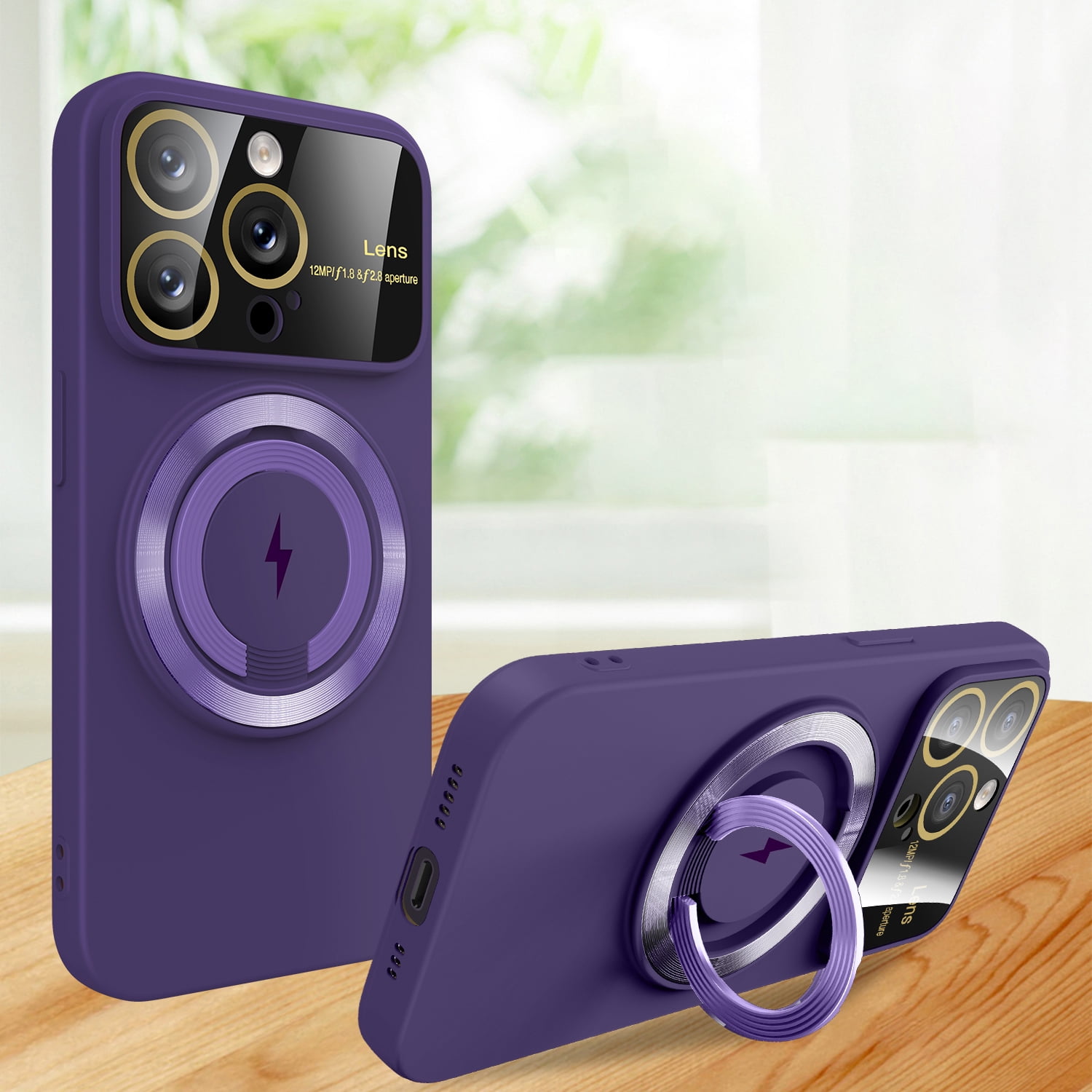 Dteck for Apple iPhone 13 Pro Slim Case, Ring Stand Magnetic Cover ...