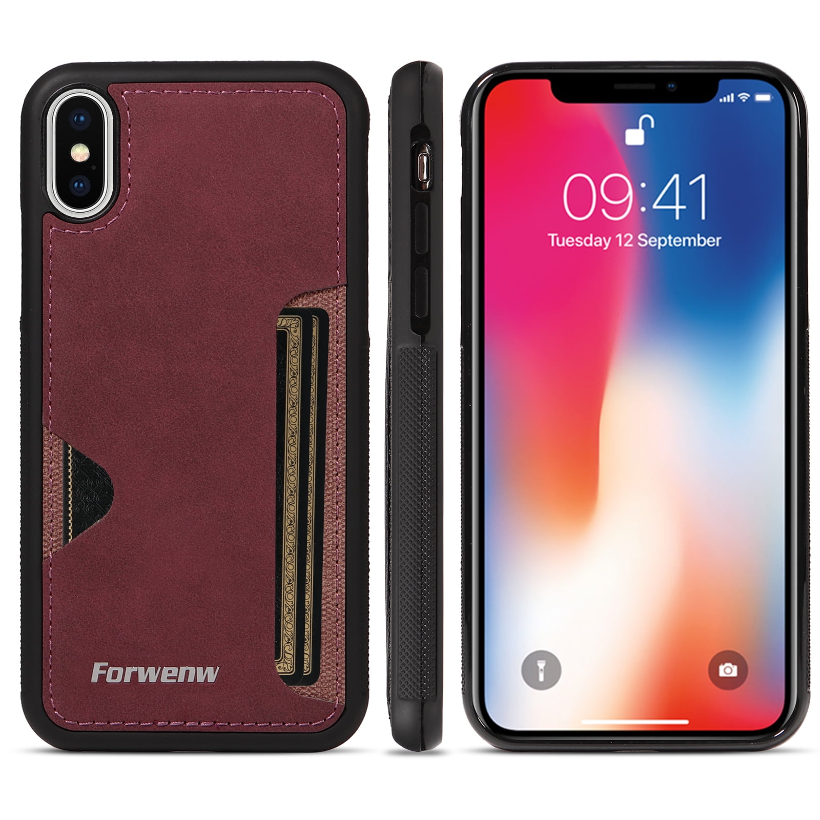 Dteck for Apple iPhone XR Hard Shell, Luxury Premium PU Leather Wallet ...