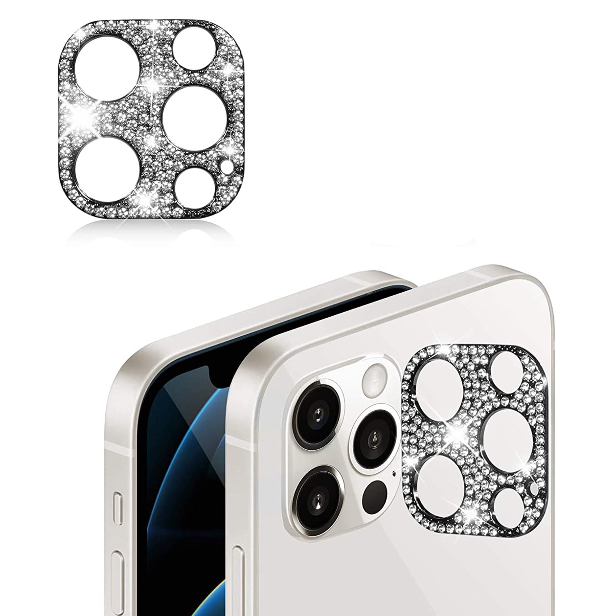 Dteck Bling Diamond Camera Lens Protector for iPhone 12 Pro Max, Black ...