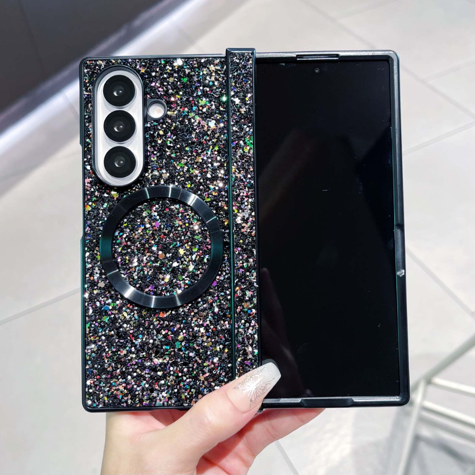 Dteck Bling Glitter Case for Samsung Galaxy Z Fold 7,Shockproof Hinge ...