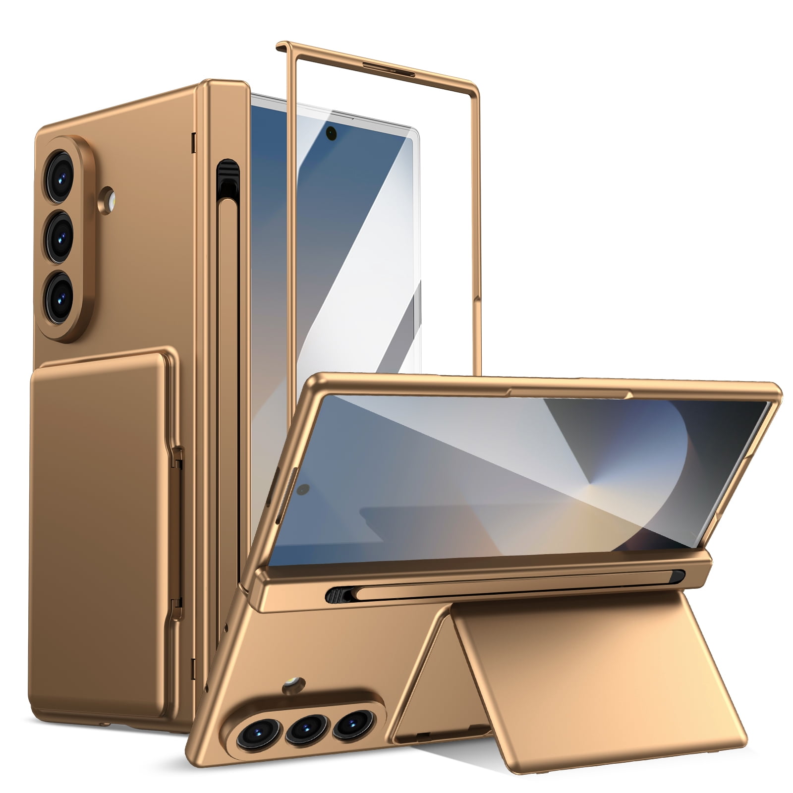 Dteck Card Holder Kickstand Case for Samsung Galaxy Z Fold 7 with Glass ...