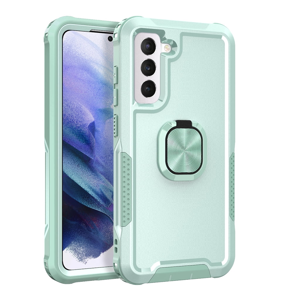 Dteck Case For Samsung Galaxy S21 FE 6.4-inch,Shockproof Rubber Rugged Ring Holder Hybrid Dual ...