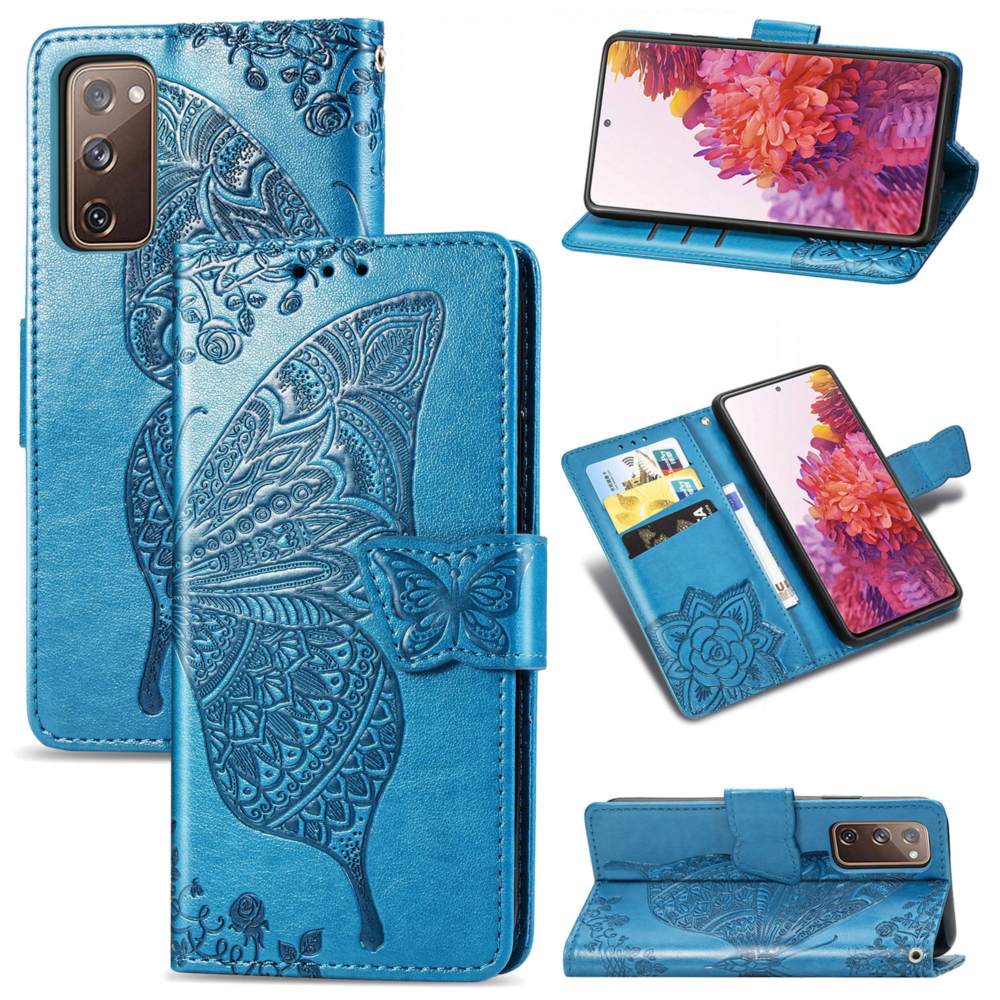 Dteck Case for Samsung Galaxy S20 FE(6.5 inches),Butterfly Patterned Magnetic Leather Wallet ...