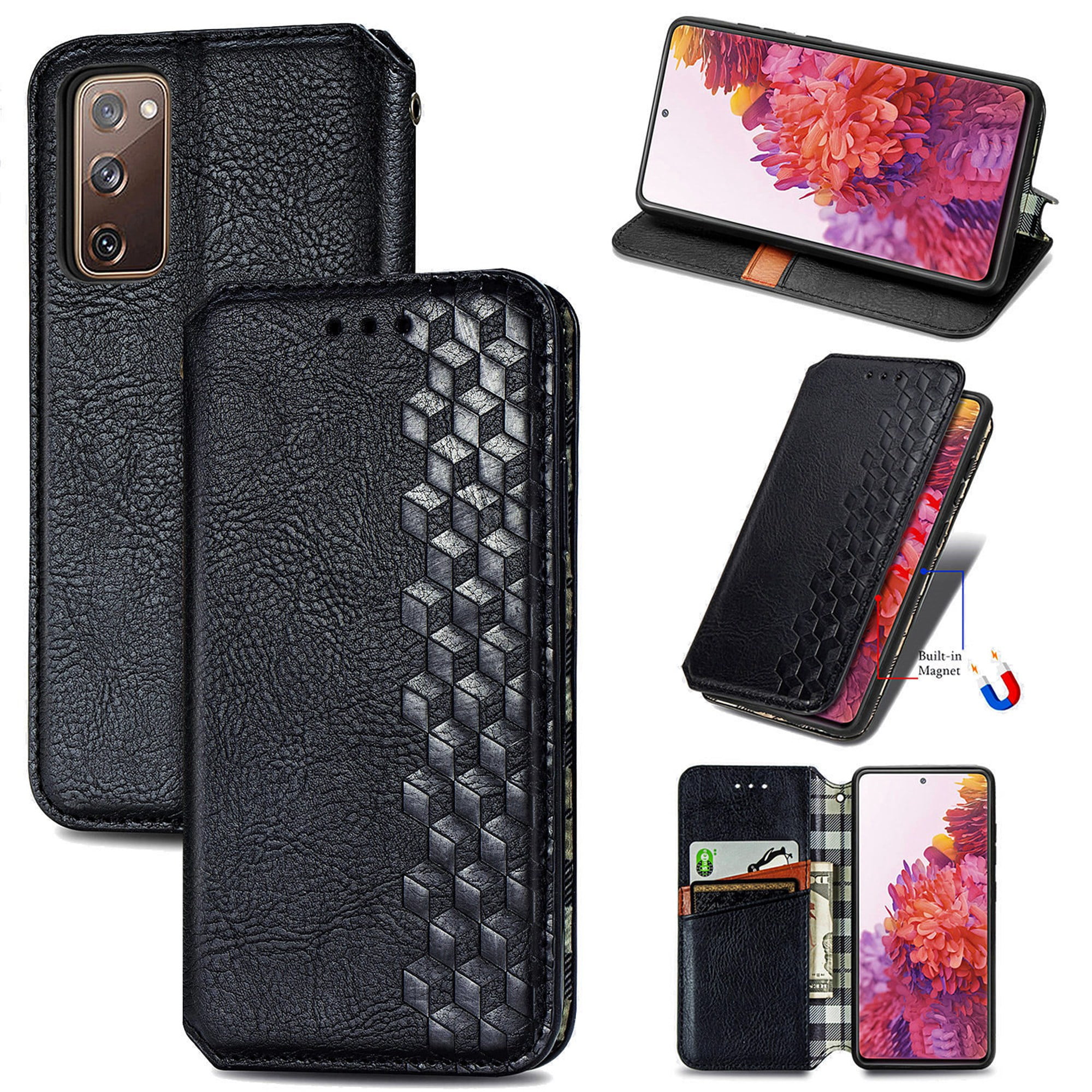 Dteck Case for Samsung Galaxy S20 FE(6.5 inches),Luxury Magnetic Leather Wallet Card Holder Flip ...