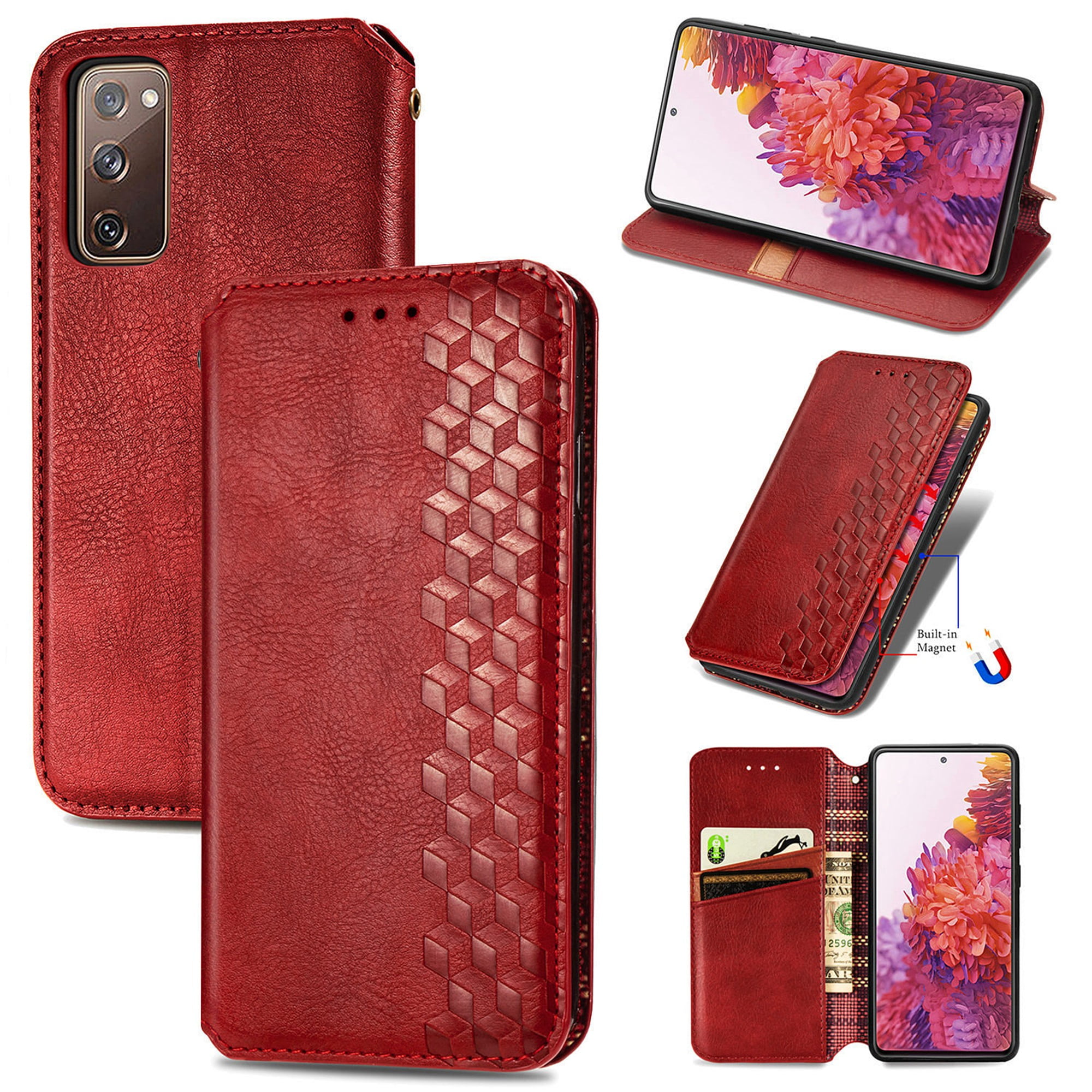 Dteck Case for Samsung Galaxy S20 FE(6.5 inches),Luxury Magnetic Leather Wallet Card Holder Flip ...