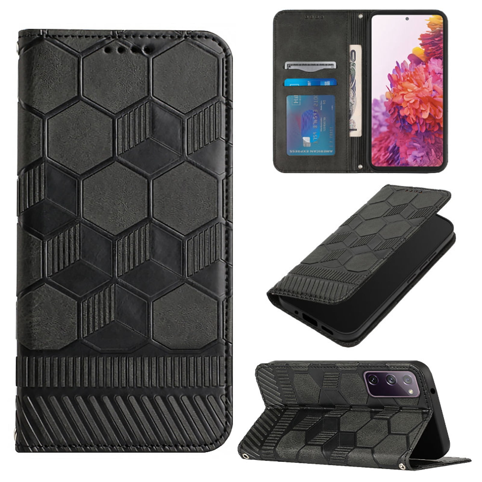 Dteck Case for Samsung Galaxy S20 FE,Magnetic Leather Patterned Card Pocket Hybrid Rubber ...