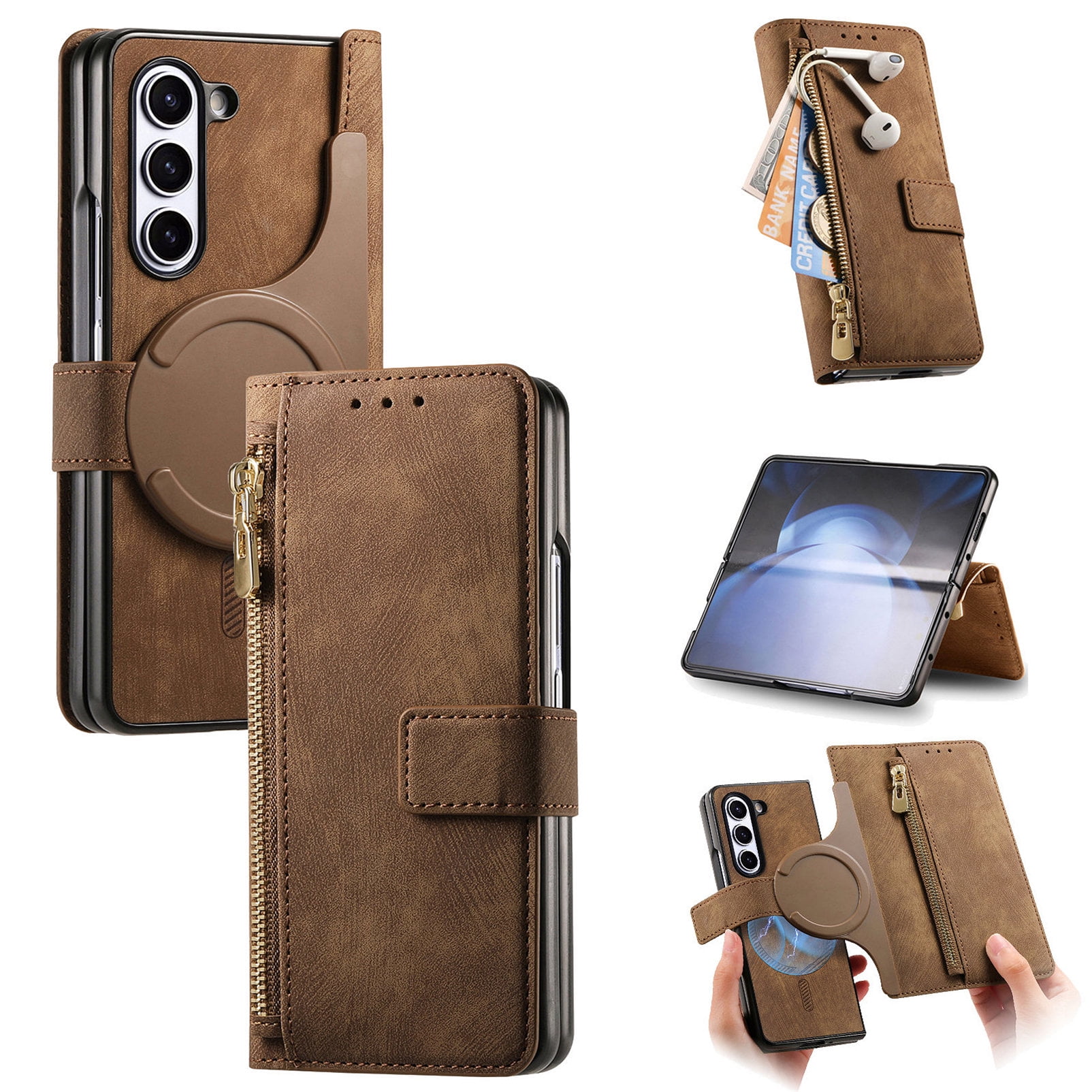 Dteck Case for Samsung Galaxy Z Fold 6,Detachable Magnetic Wallet RFID ...