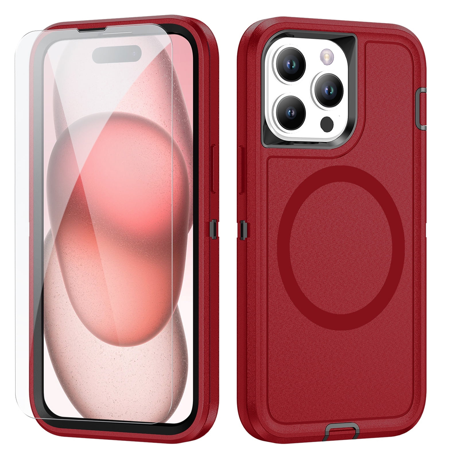 Dteck Case with Tempered Glass Screen Protector for iPhone 15 Pro Max ...