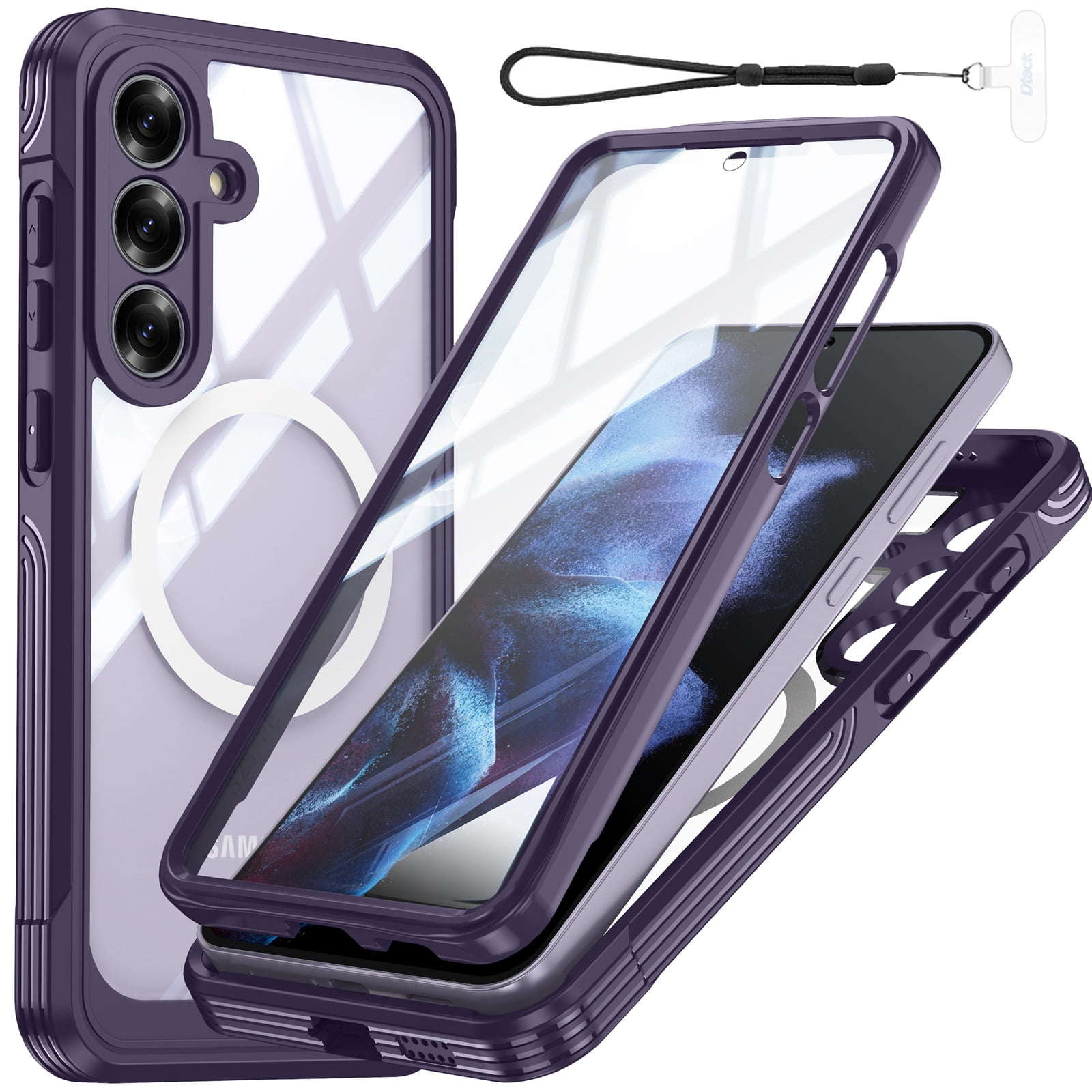 Dteck Case with Wrist Strap for Samsung Galaxy S25 FE,360° Full Body ...
