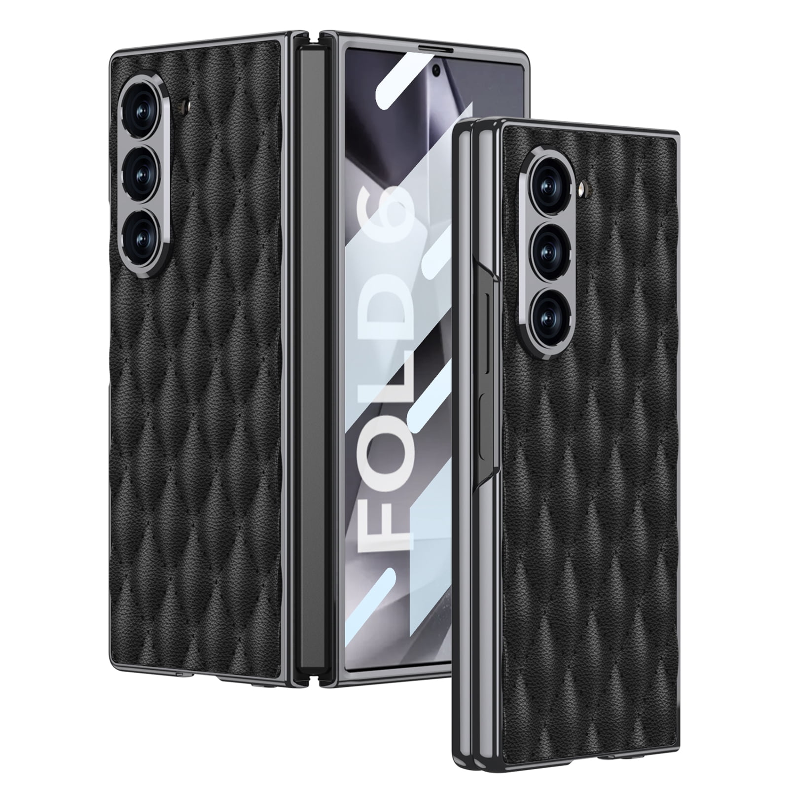 Dteck Case for Samsung Galaxy Z Fold 6,Luxury Leather Case Plating PC ...