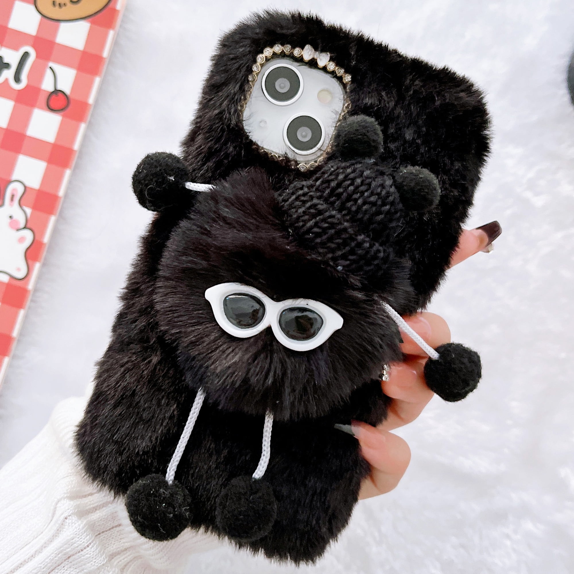 Dteck Case for iPhone 11, Girly Faux Fur Case Fluffy Furry Shockproof Protective Phone Cover for ...