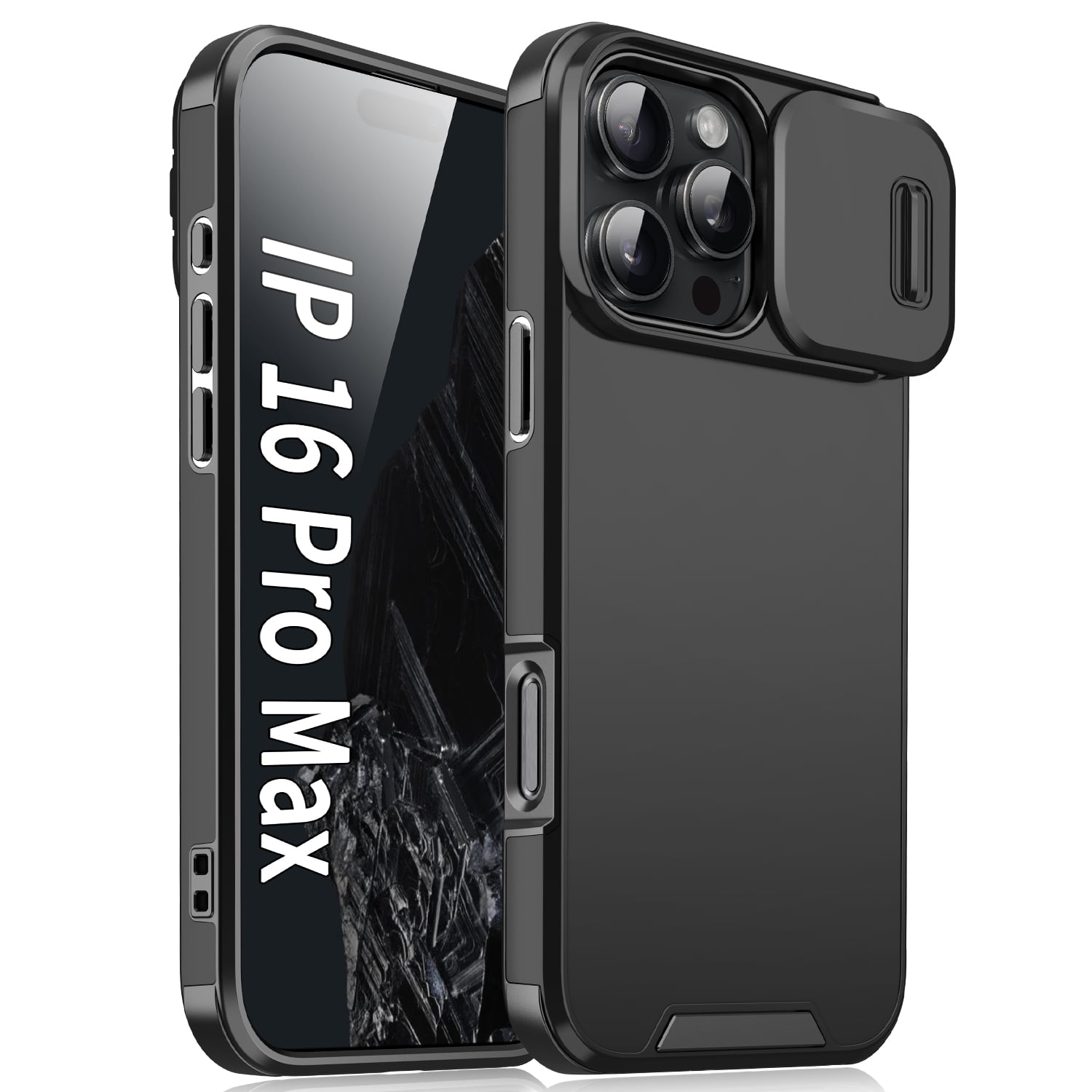 Dteck Case for iPhone 16 Pro Max,Shockproof TPU + PC Sliding Lens Cover ...